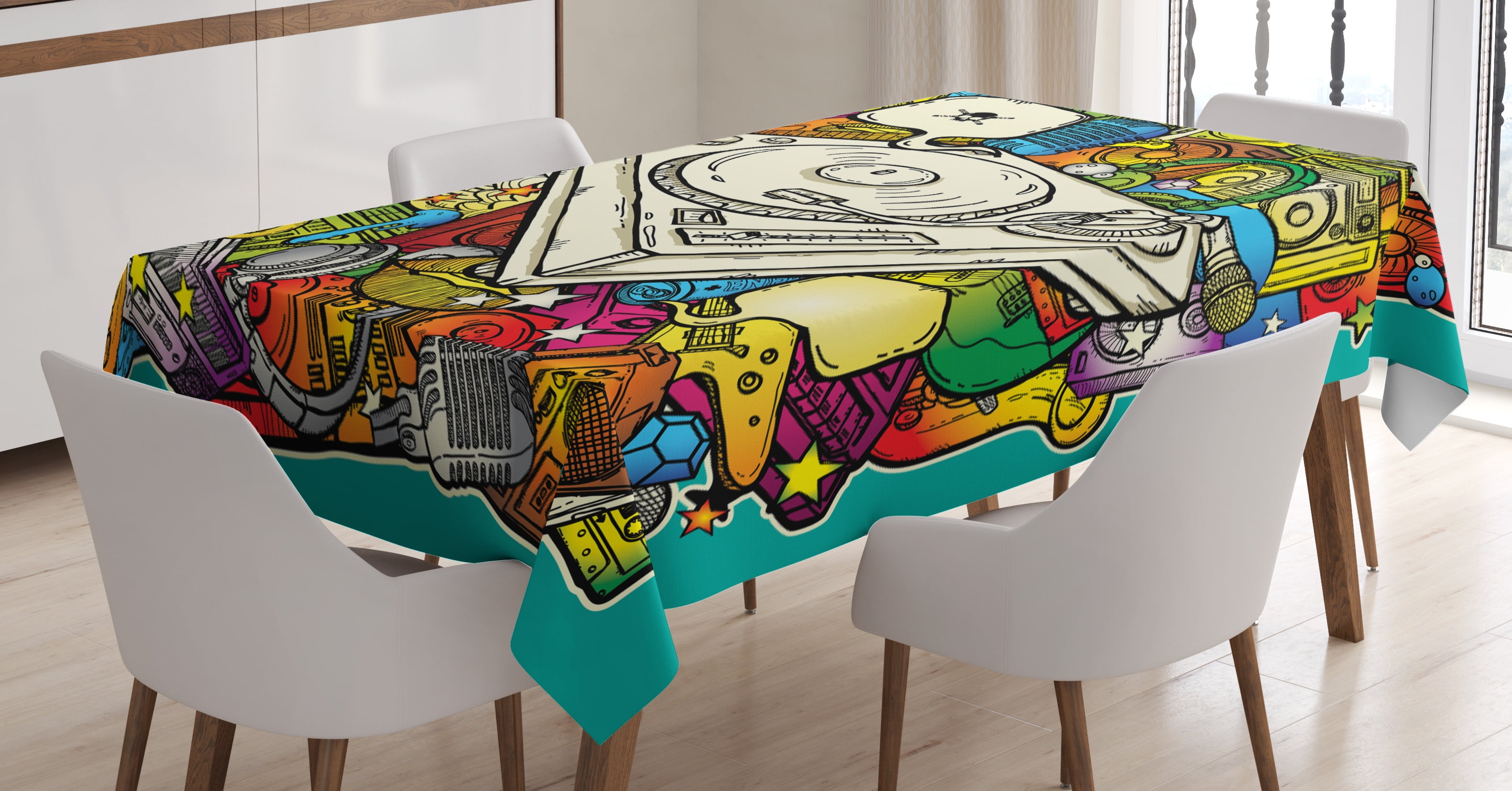 Ambesonne Urban Graffiti Tablecloth Rectangular Table Cover, Cube ...