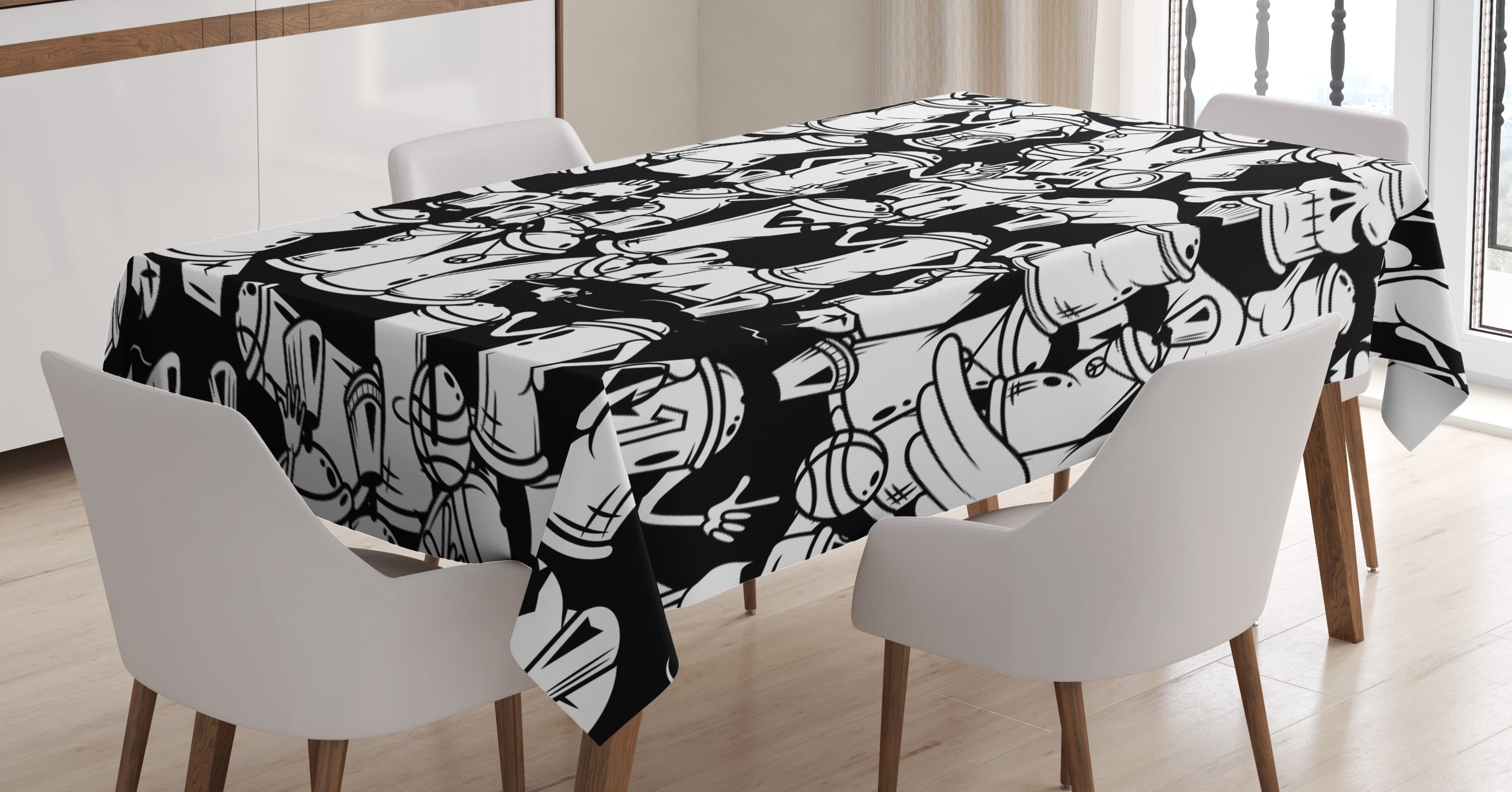 Ambesonne Urban Graffiti Tablecloth Rectangular Table Cover, Devil ...