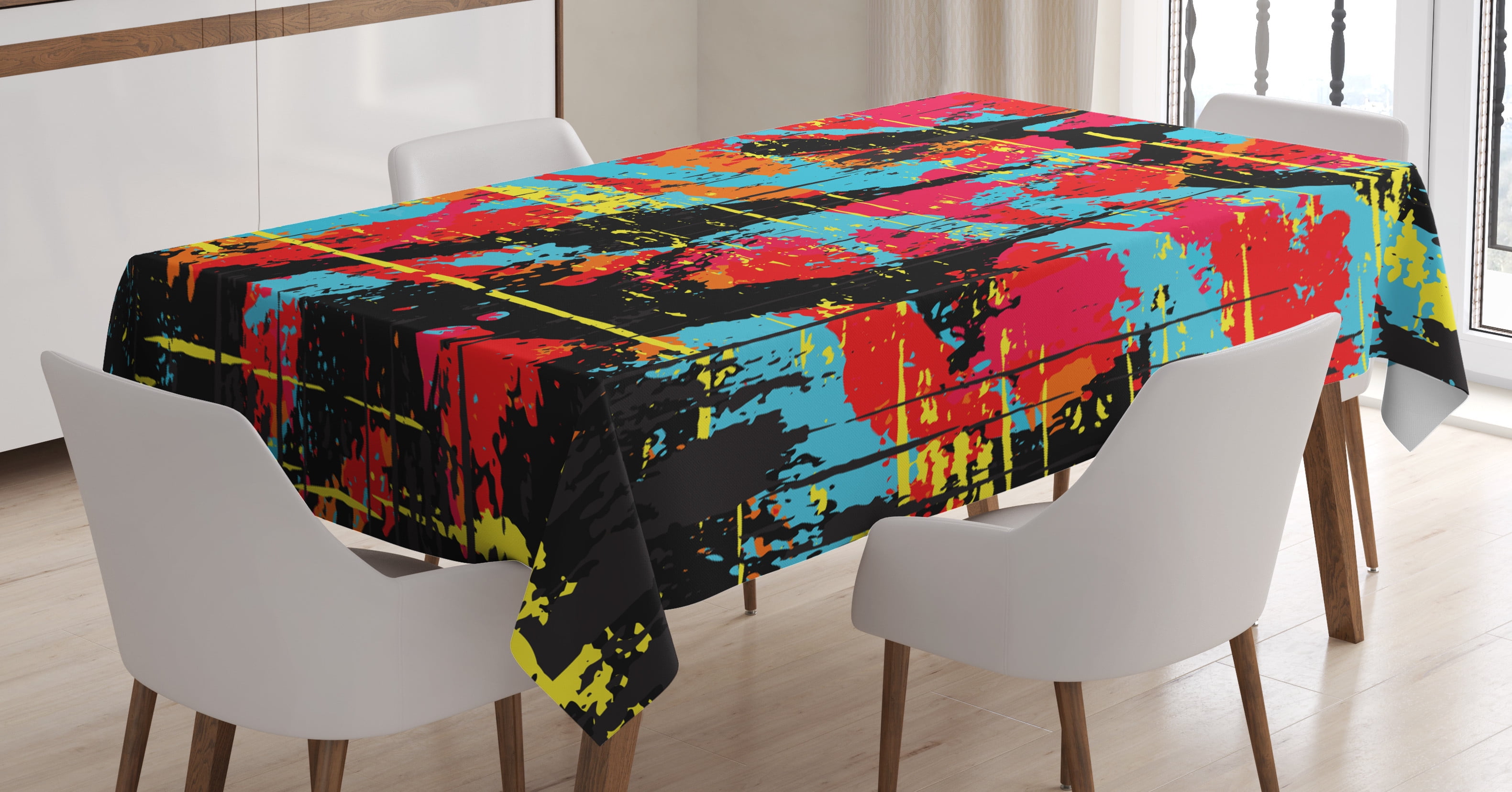 Ambesonne Urban Graffiti Tablecloth Rectangular Table Cover, Drippy ...