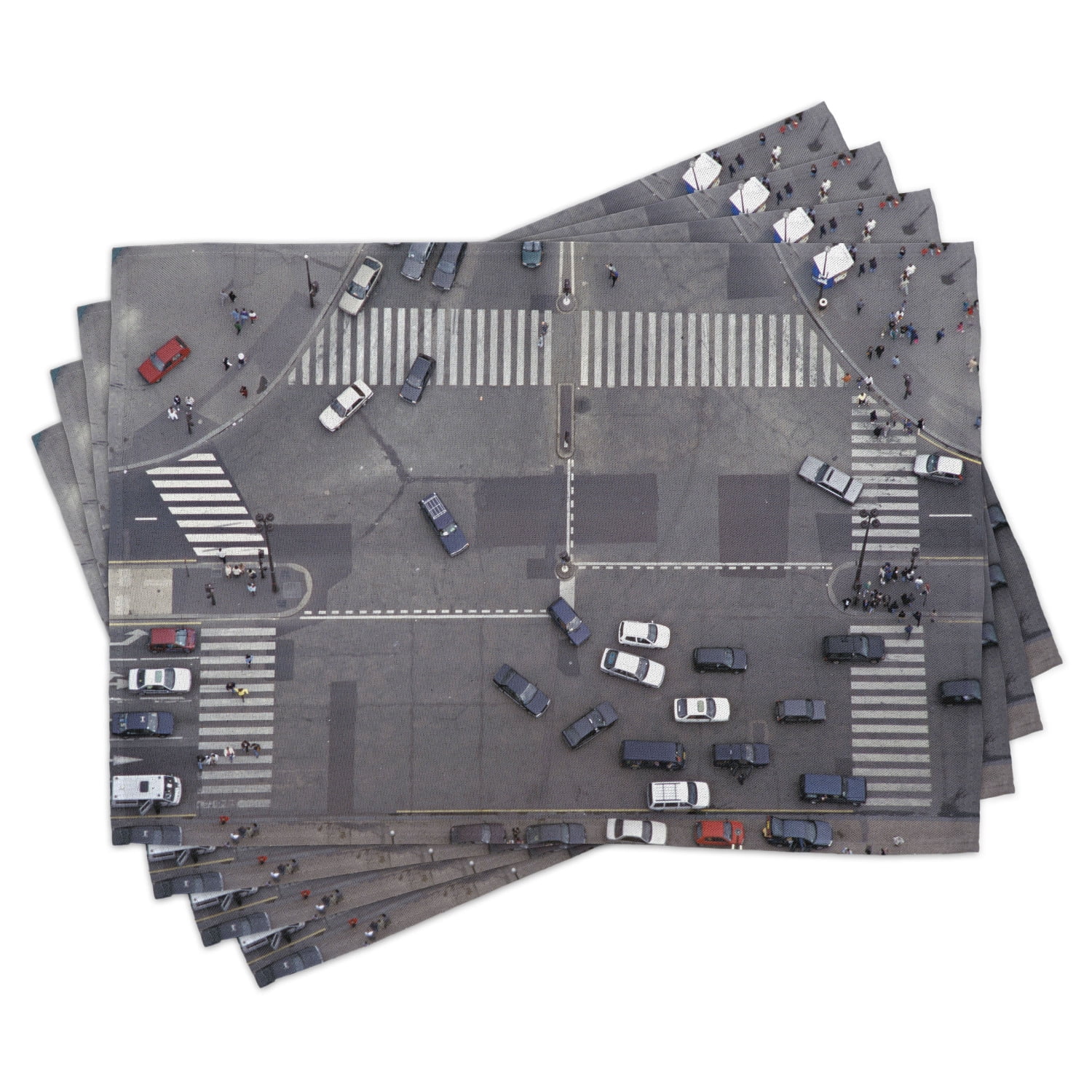 Ambesonne Urban Place Mats Set of 4, Road Intersection Paris, Standard ...