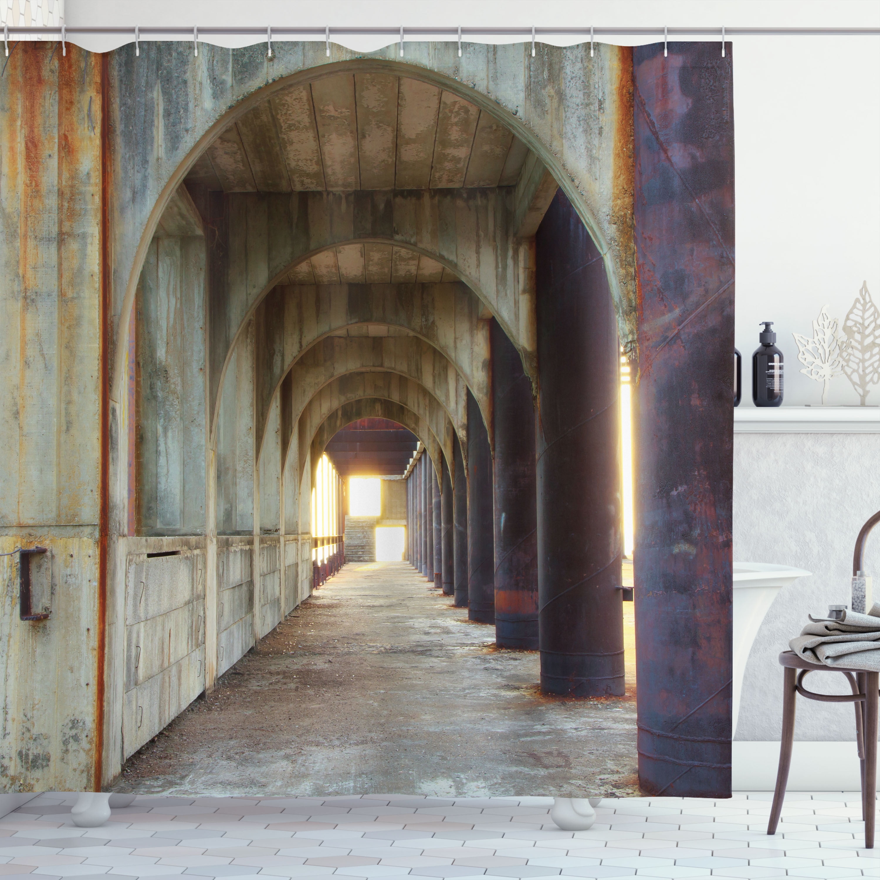 Ambesonne Urban Shower Curtain, Corridor Concrete Rustic, 69"Wx75"L ...