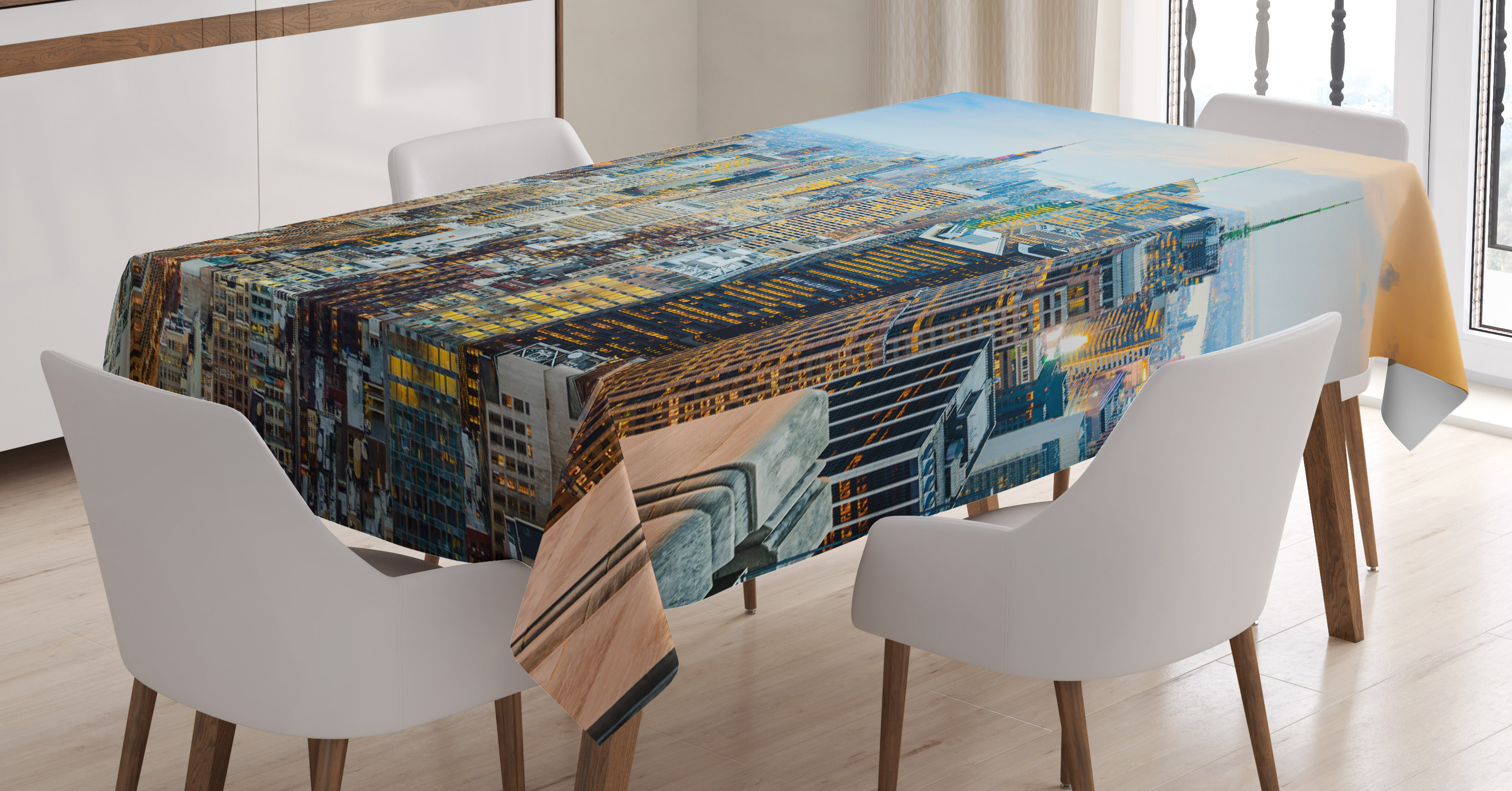 Ambesonne Urban Tablecloth Rectangular Table Cover, Aerial View New ...
