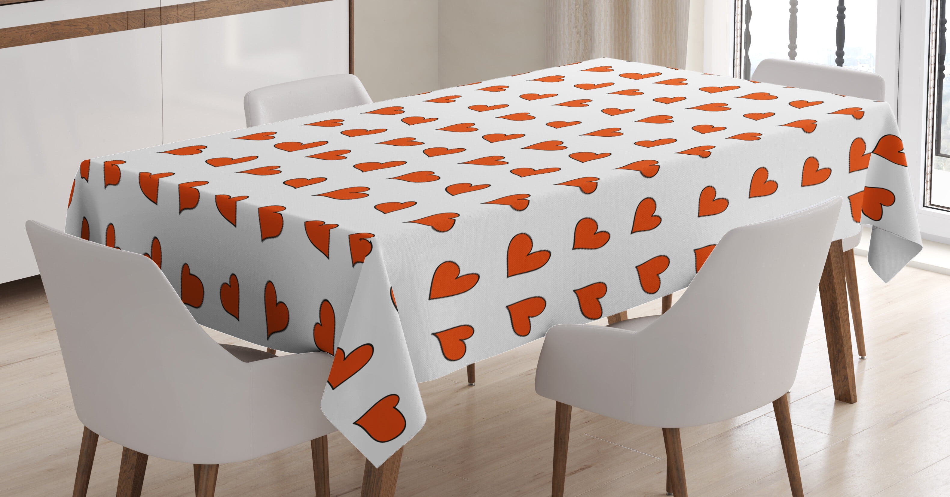 Ambesonne Valentine Tablecloth Rectangular Table Cover, Hearts ...