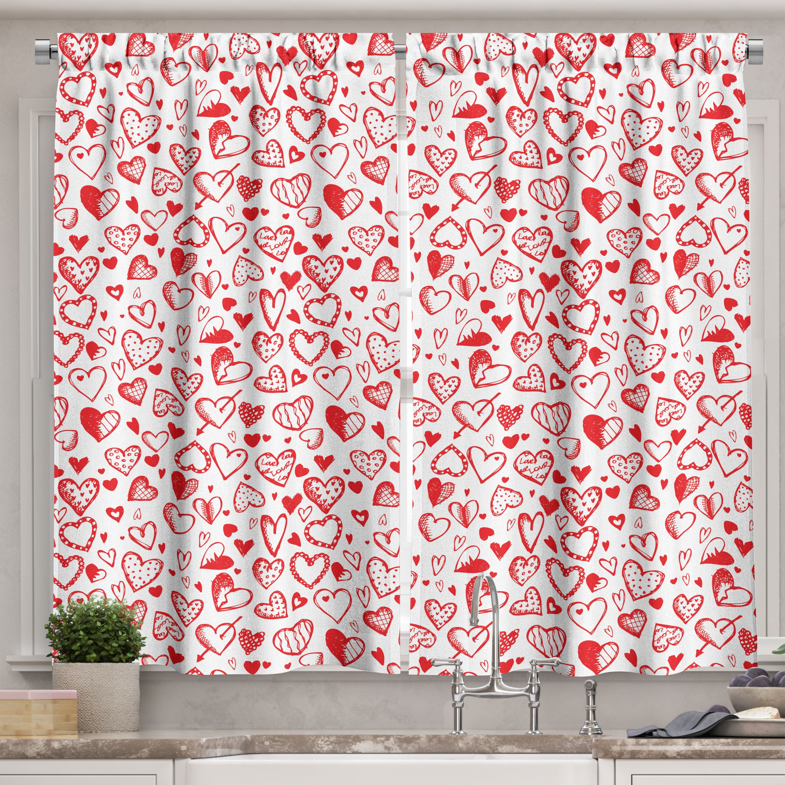 Kitchen Curtains Red And White