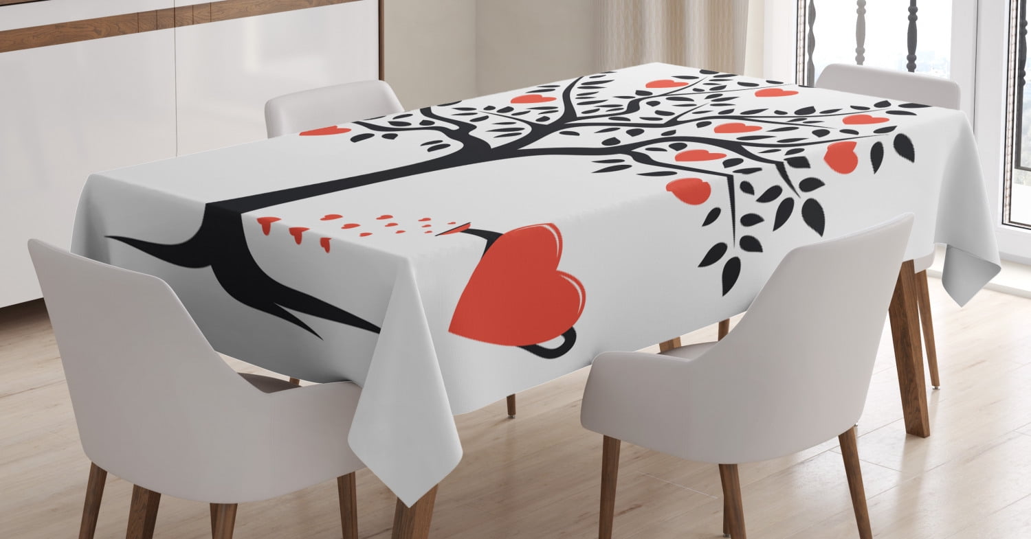 Ambesonne Valentines Tablecloth Rectangular Table Cover, Romantic Love ...