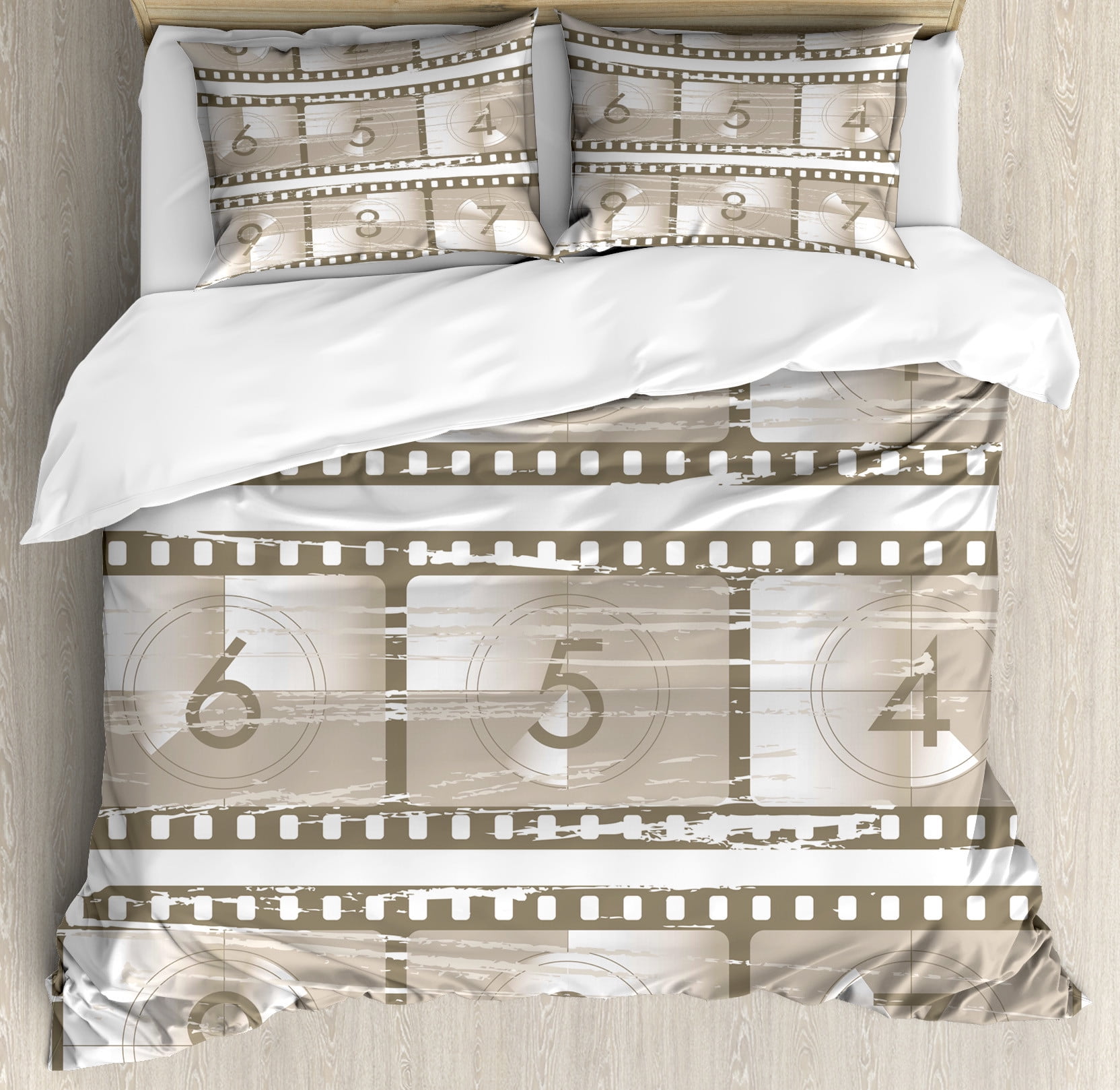 Ambesonne Vector Duvet Cover Set, Numbers on a Film Strip, Calking ...