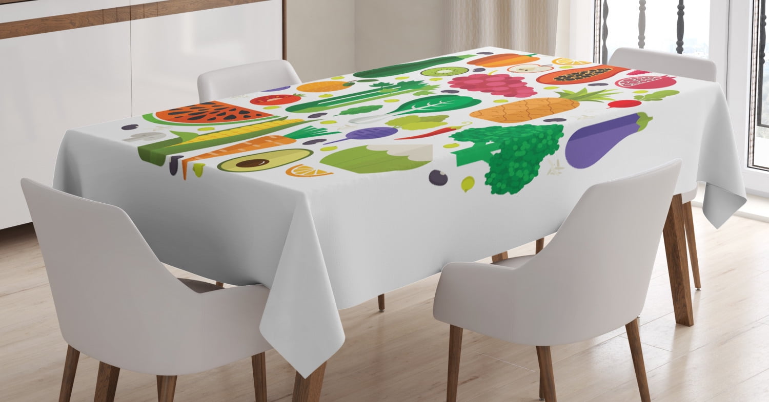 Ambesonne Vegetable Art Tablecloth Rectangular Table Cover, Yummy Food ...