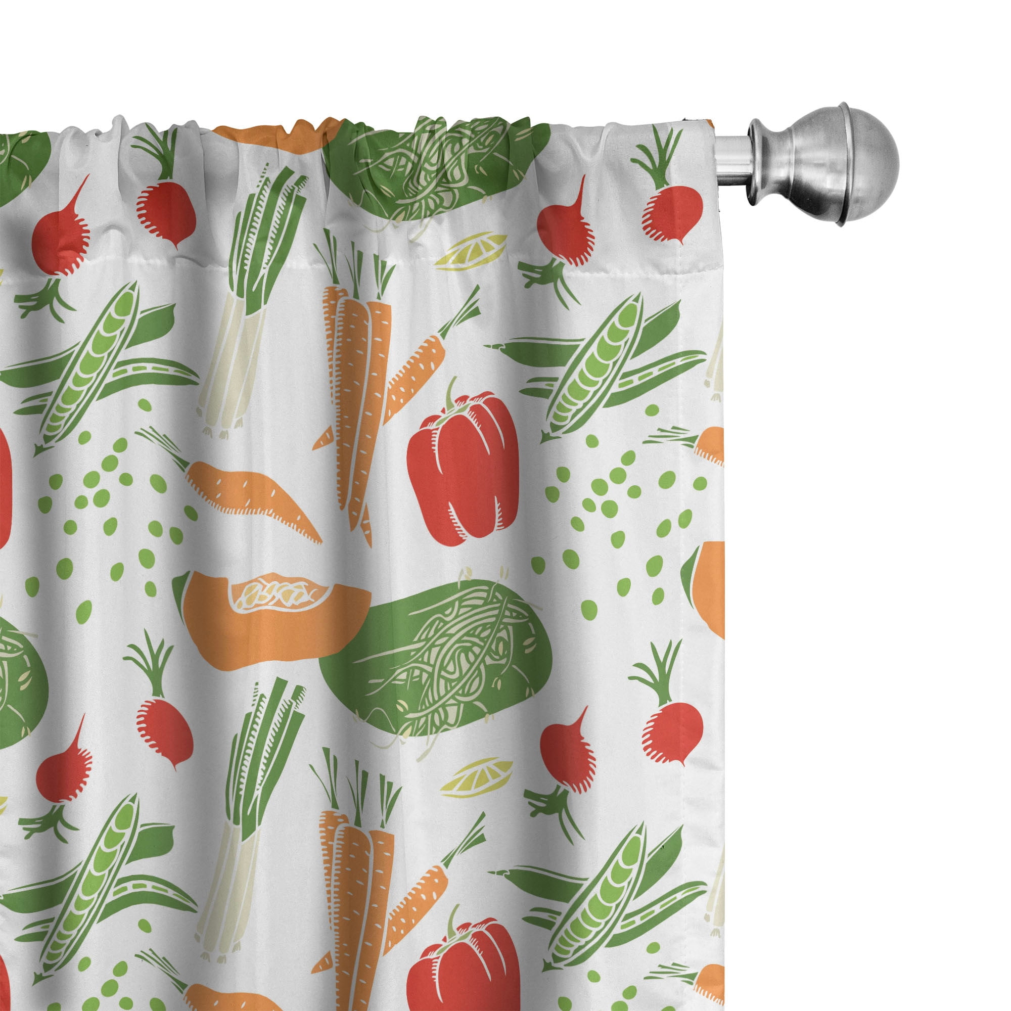 Ambesonne Vegetable Curtains, Cartoon Food Art Pattern, Pair of 28"x95 ...
