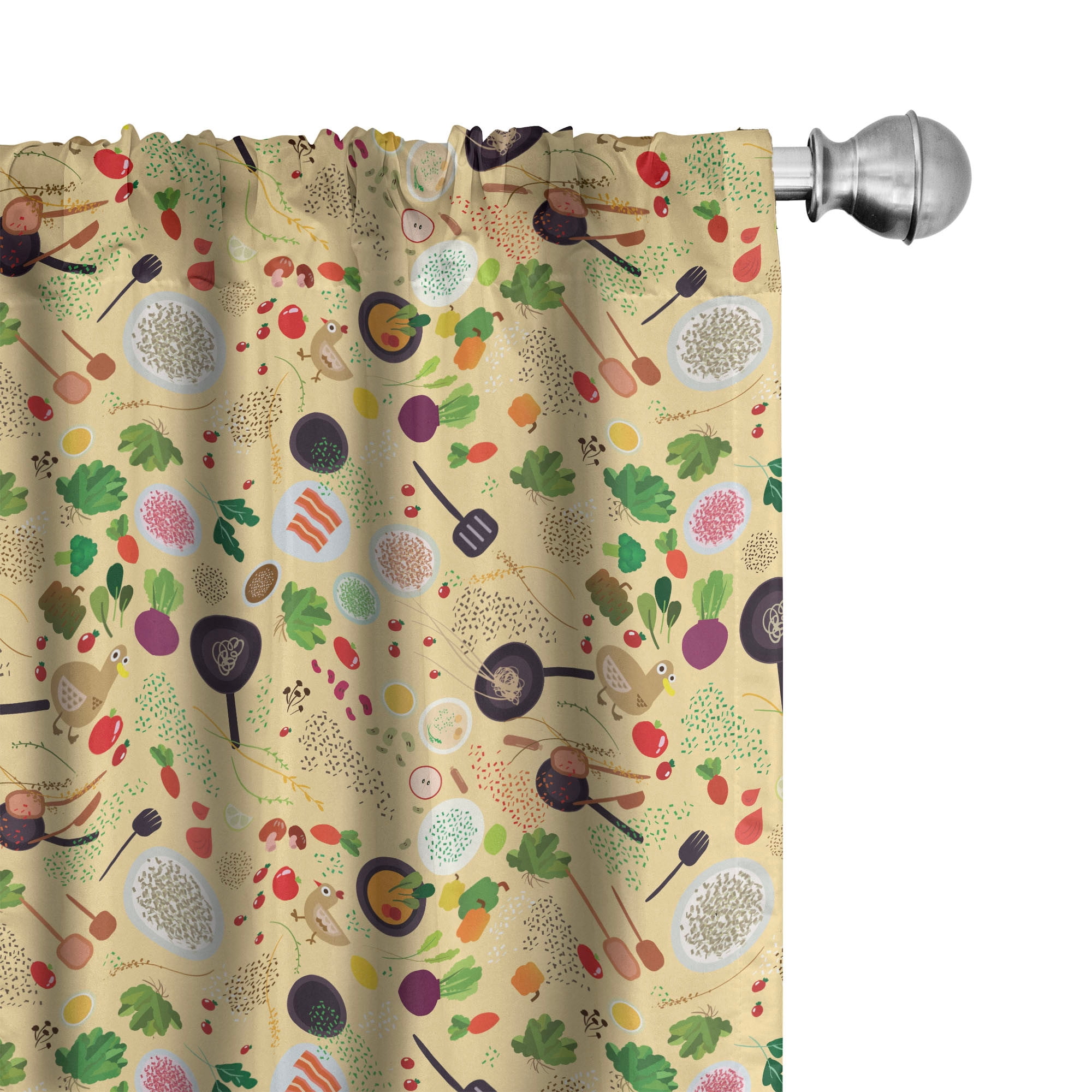 Ambesonne Vegetable Curtains, Gourmet Cooking Food, Pair of 28"x95 ...