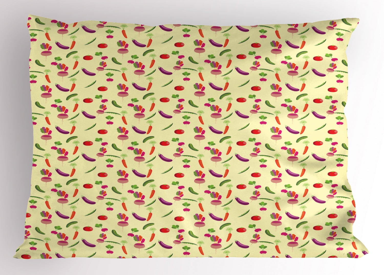 Ambesonne Vegetable Pillow Sham, Pea Tomato Carrot, 26" X 20 ...