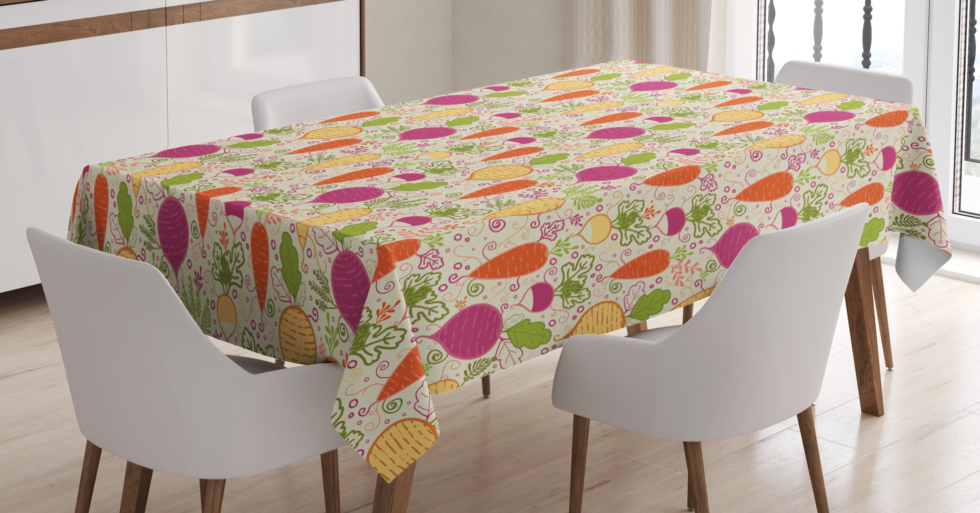 Ambesonne Vegetable Tablecloth Rectangular Table Cover, Doodle Root ...