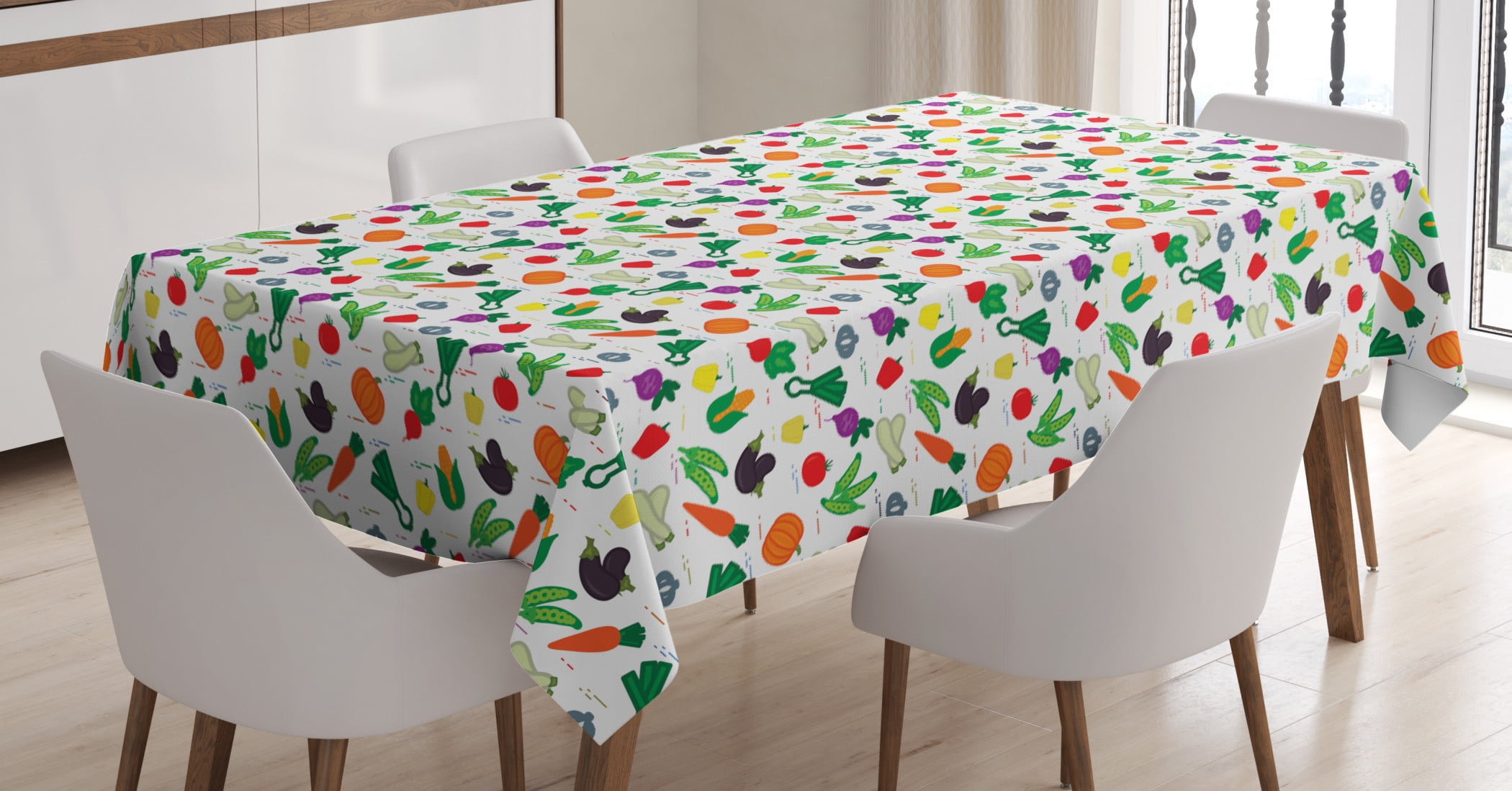 Ambesonne Vegetable Tablecloth Rectangular Table Cover, Zucchini ...