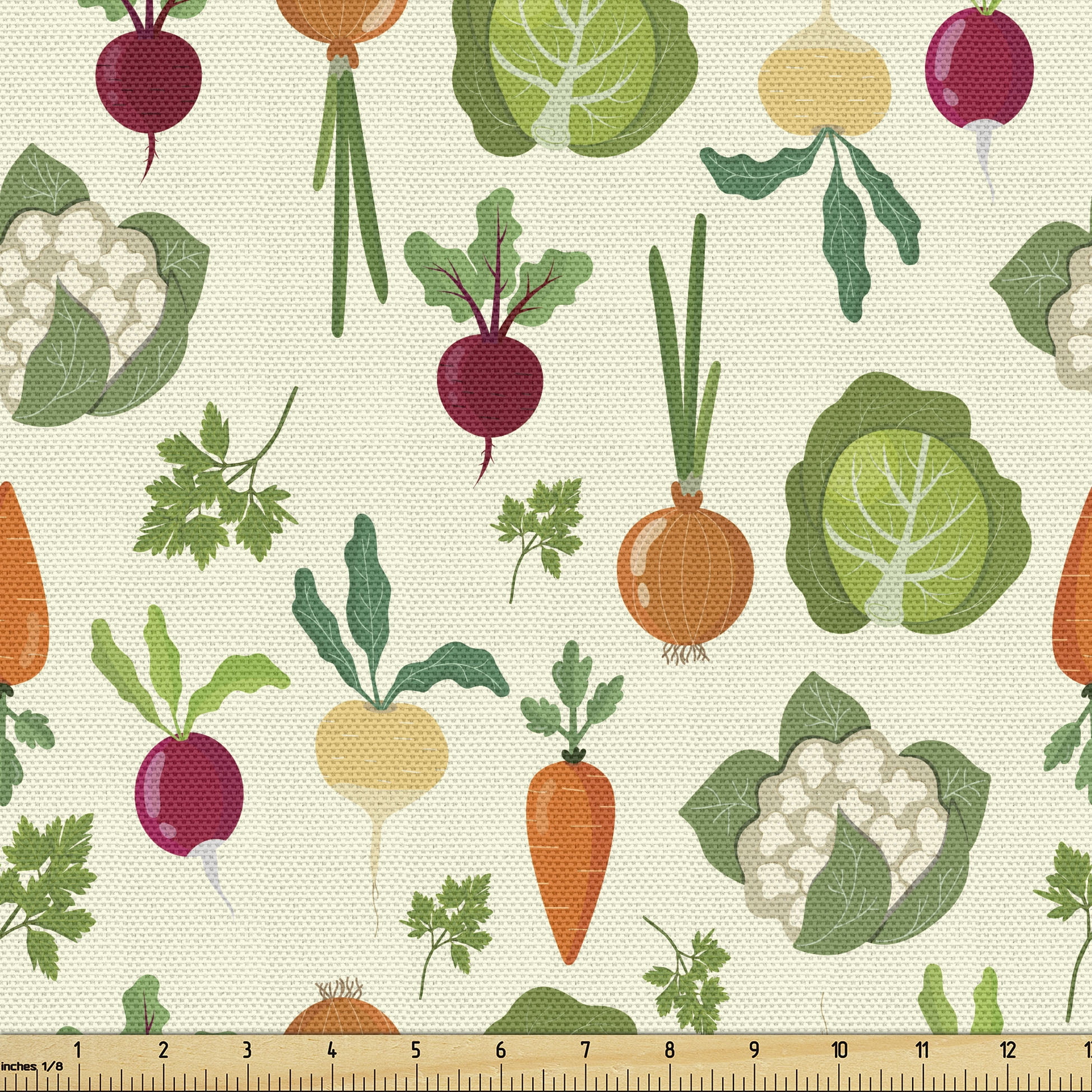 Ambesonne Vegetables Fabric by the Yard Upholstery, Carrot Beet Parsley ...