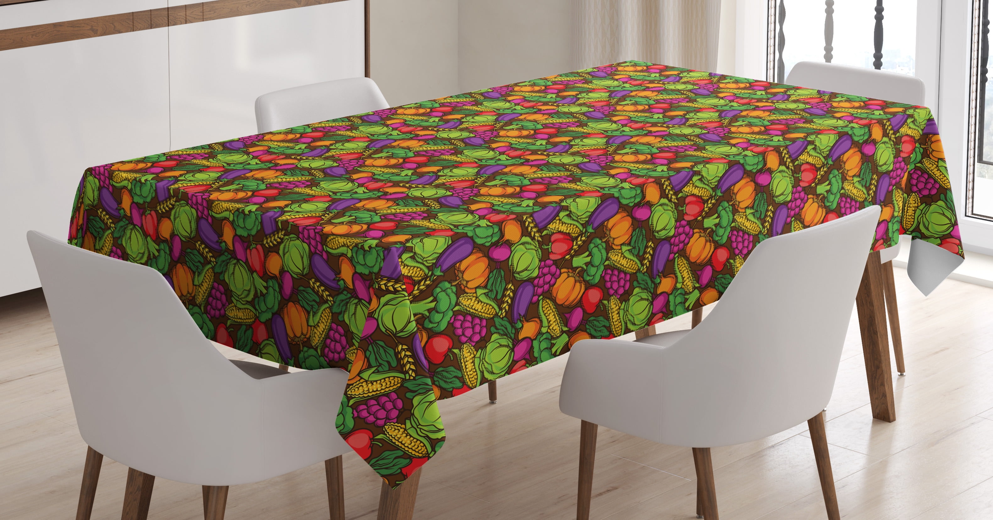 Ambesonne Vegetables Tablecloth Rectangular Table Cover, Cartoon ...