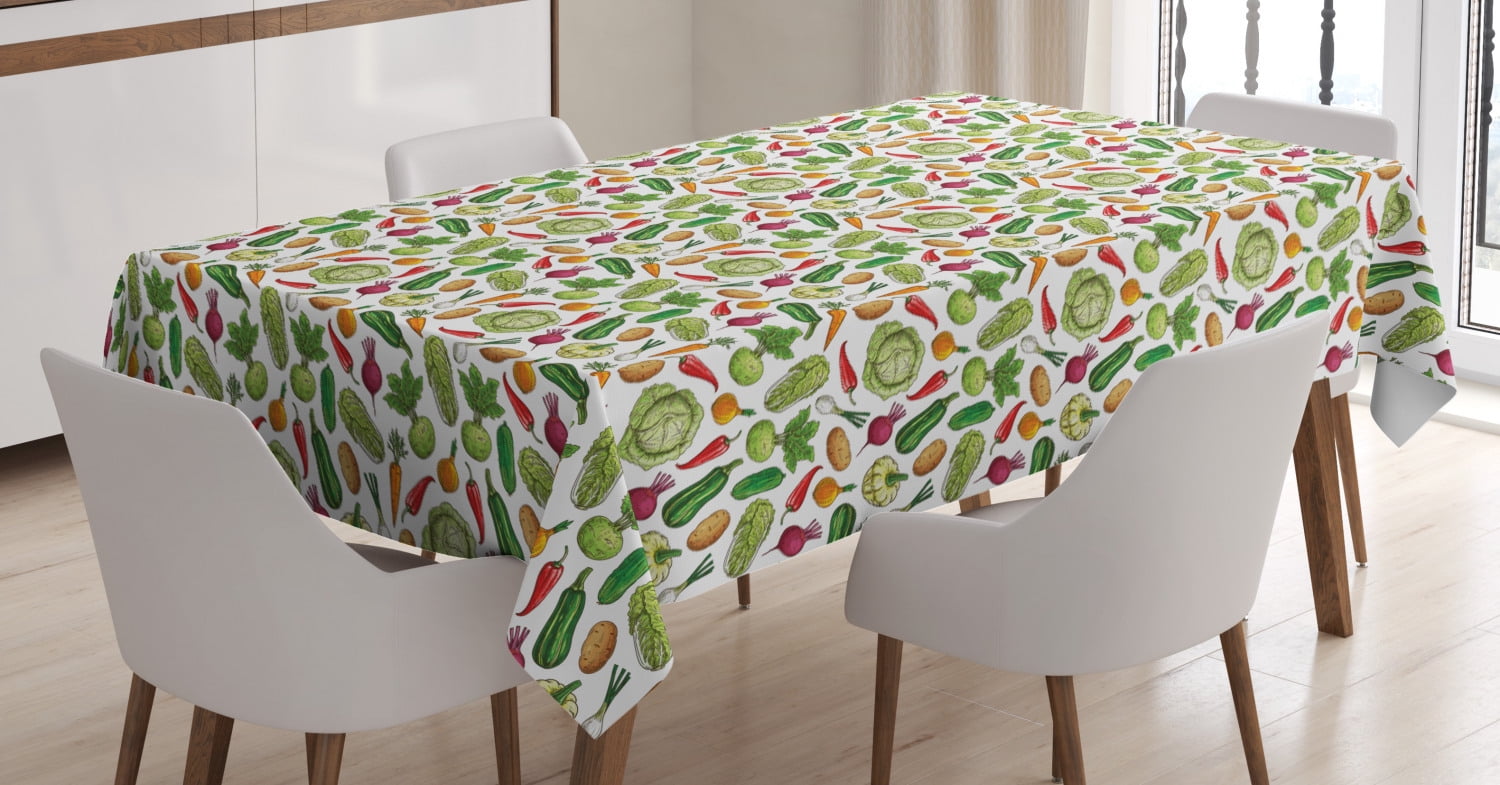 Ambesonne Vegetables Tablecloth Rectangular Table Cover, Detailed ...