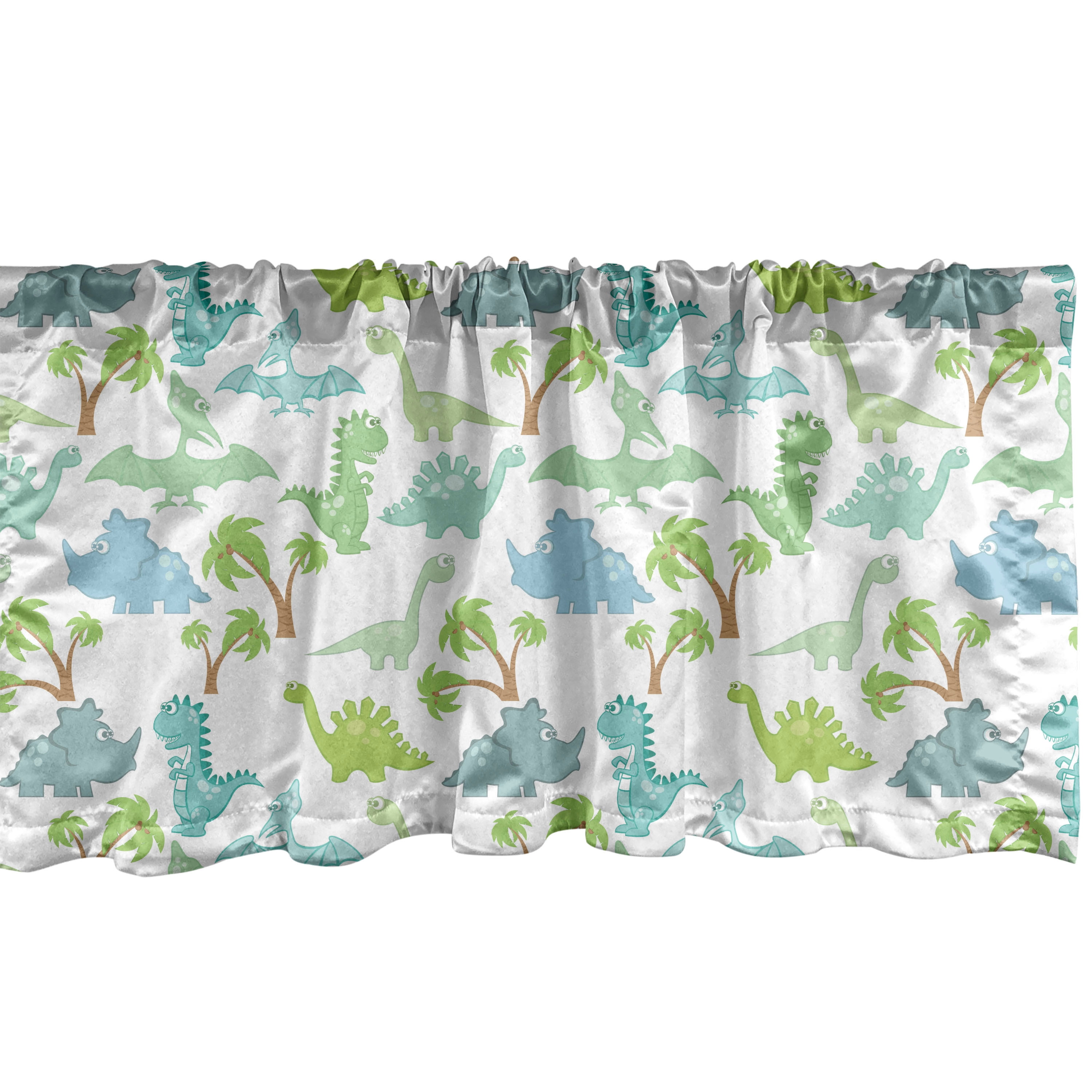 Ambesonne Velociraptor Window Valance, Dinosaurs Cartoon, 54" X 18 ...