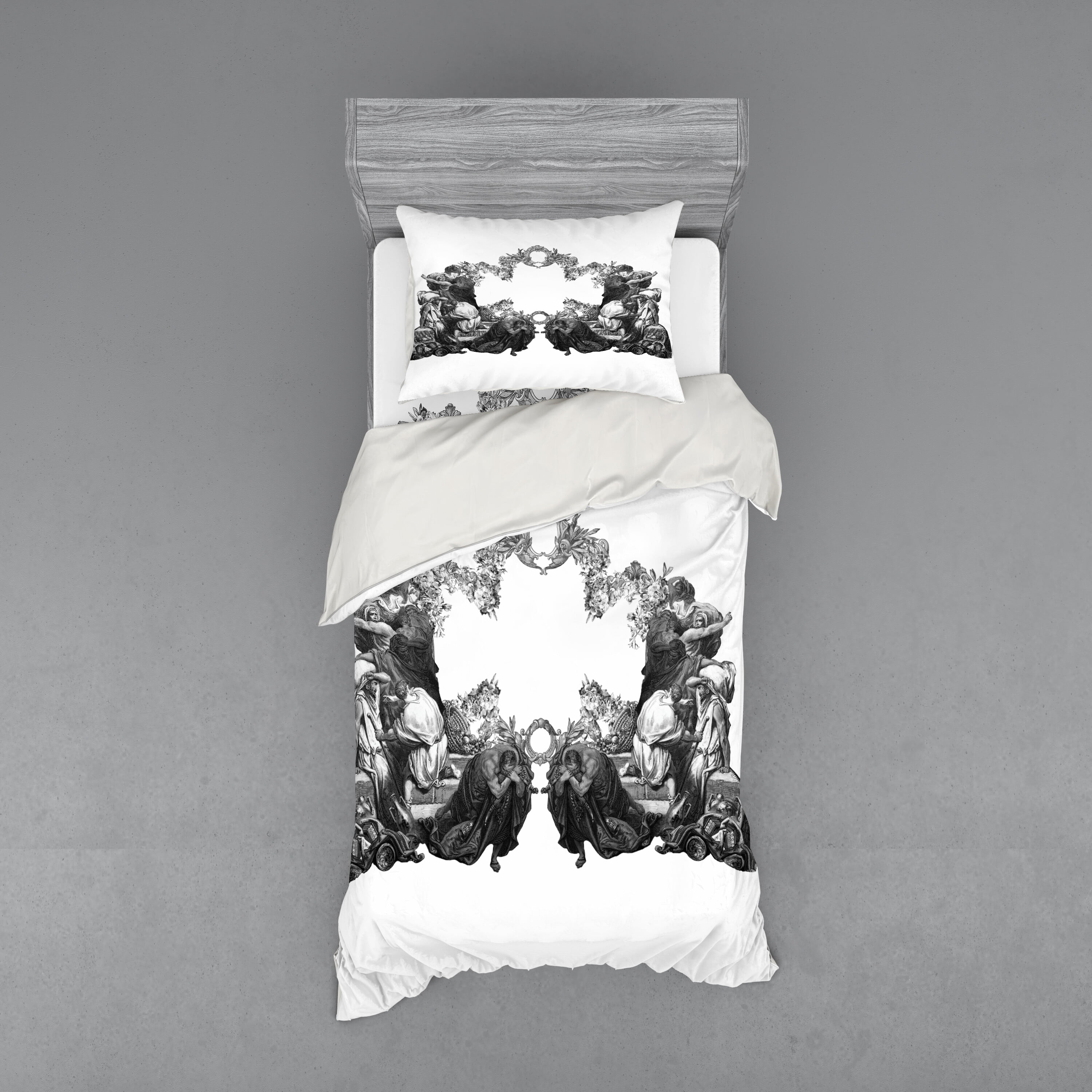 Ambesonne Victorian Bedding Set 3 Pcs, Antique Floral Arch, Twin, Black ...
