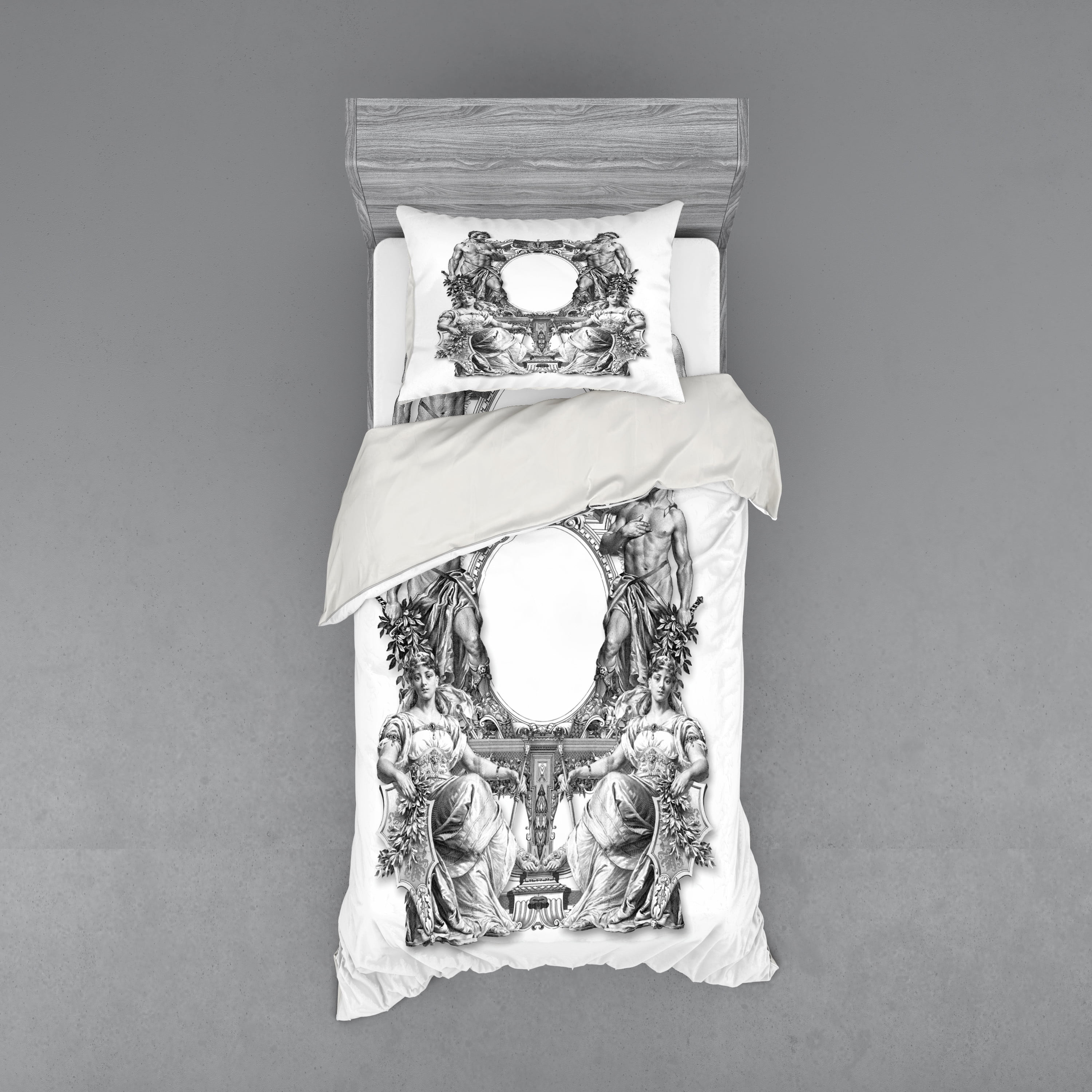 Ambesonne Victorian Bedding Set 3 Pcs, Baroque Crown, Twin XL, Black ...