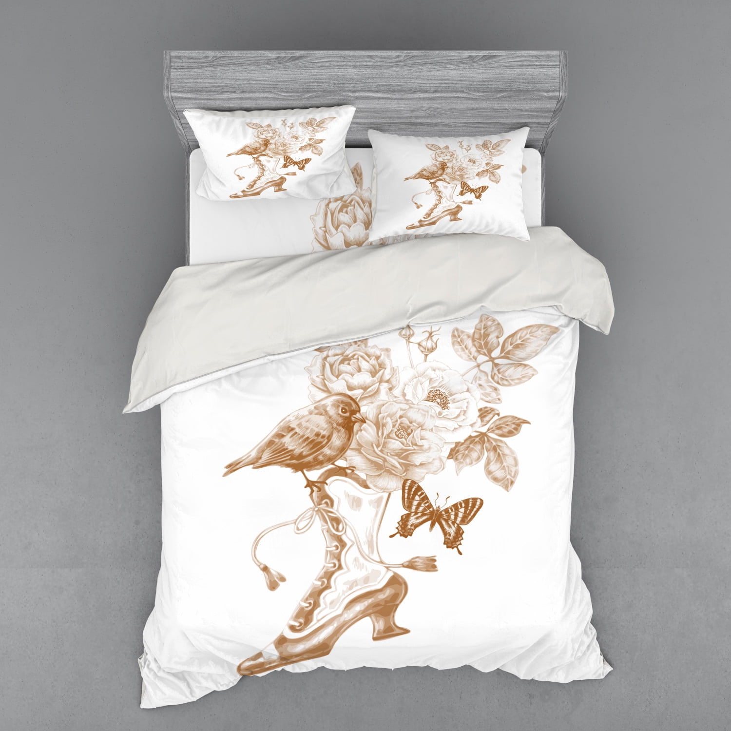 Ambesonne Victorian Bedding Set 4 Pcs, Nostalgic Butterflies, Queen ...