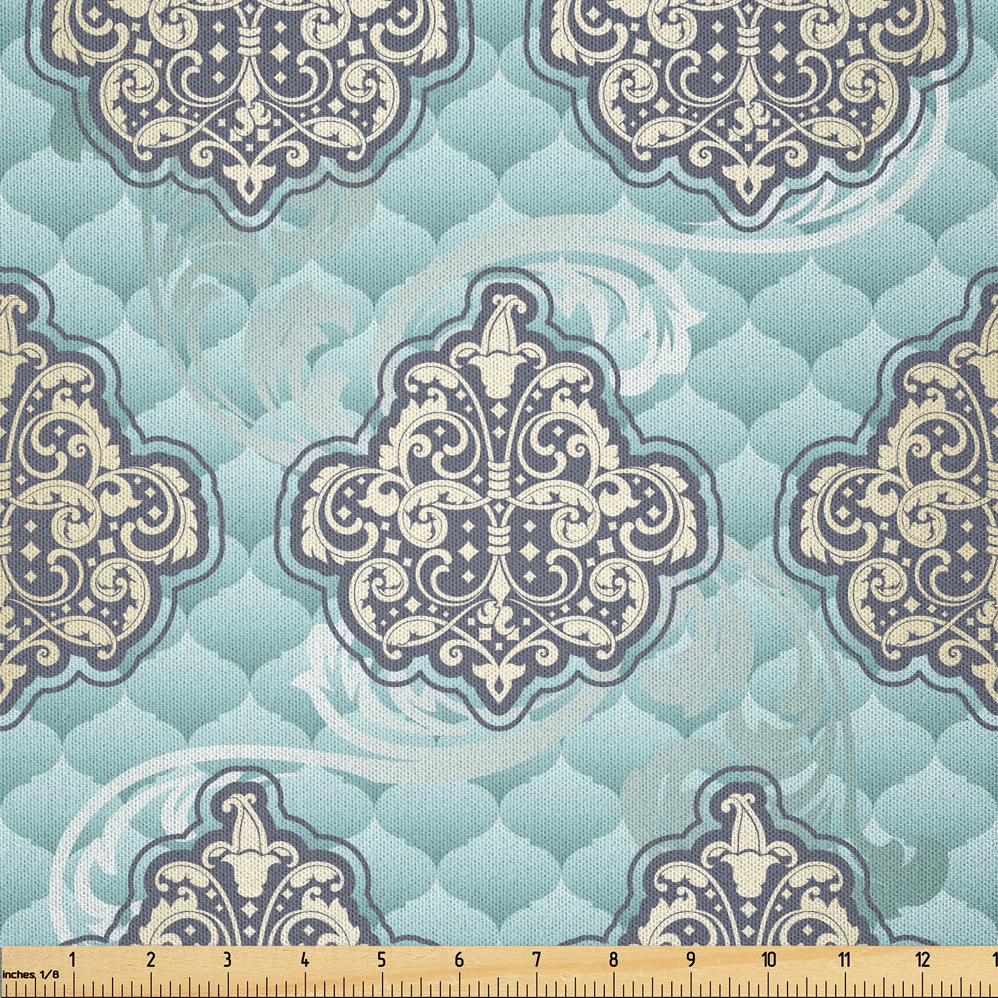 Ambesonne Victorian Fabric by the Yard Microfiber, Rococo Era Designs ...
