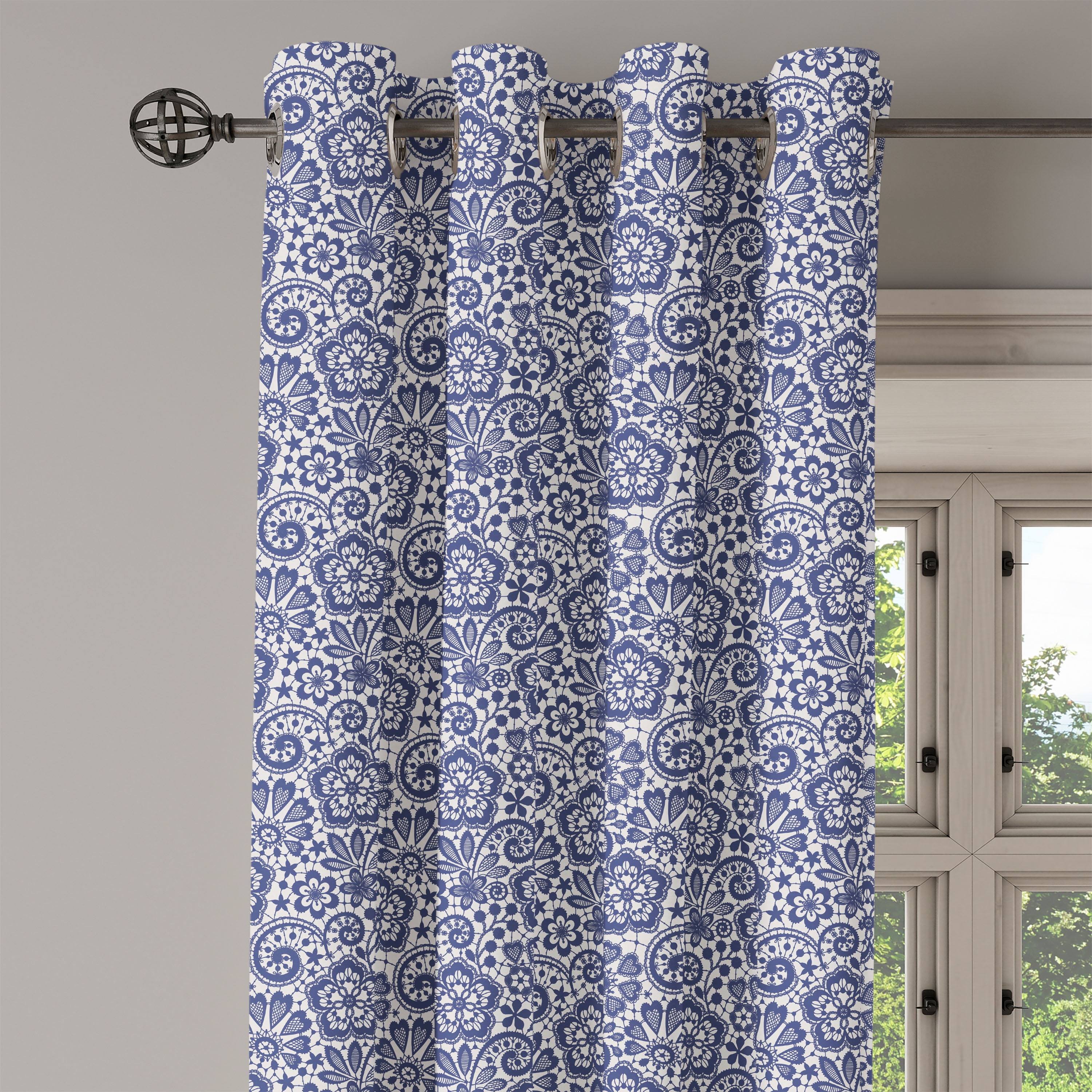 Ambesonne Victorian Grommet Curtain Single Panel, Lace Style Motifs, 50 ...