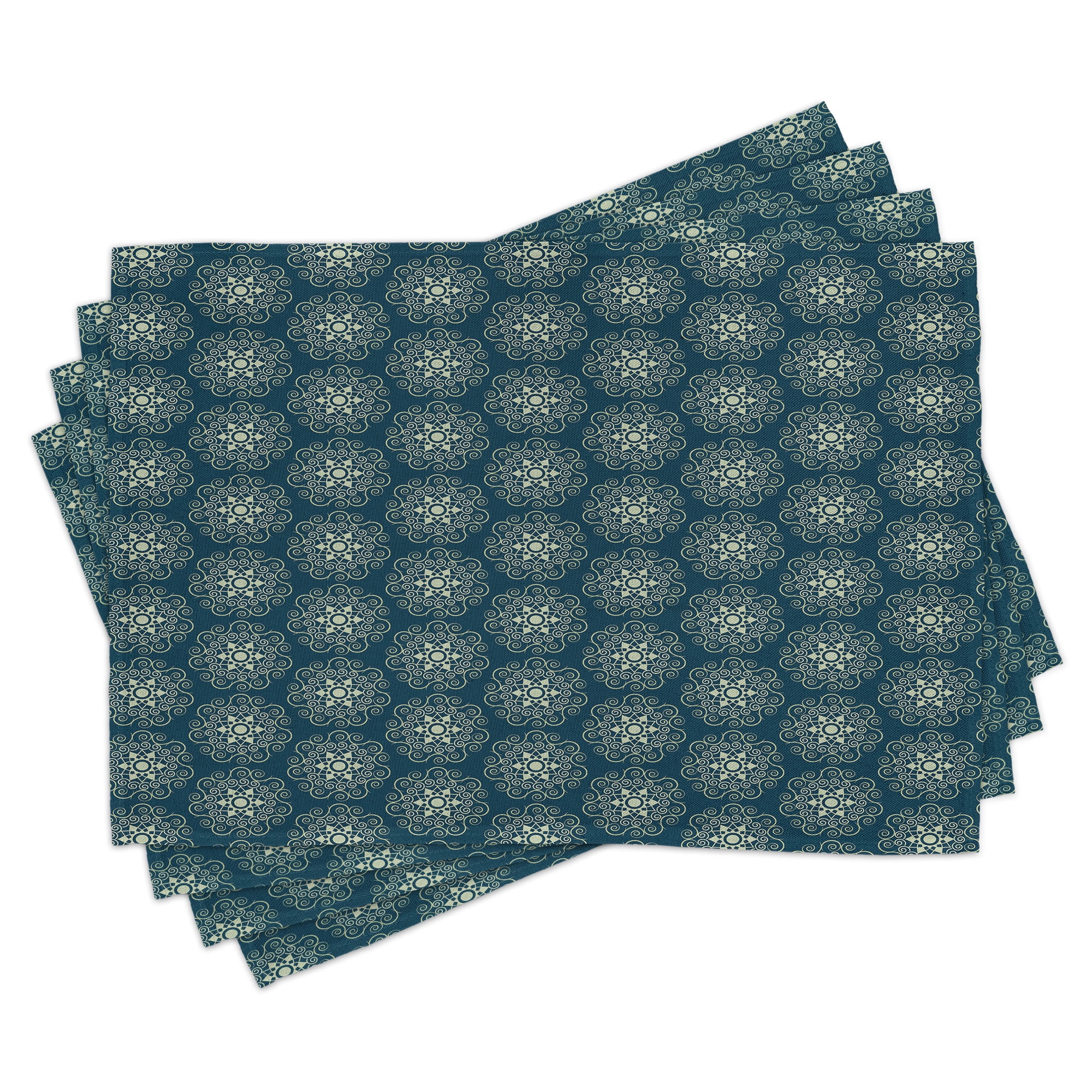Ambesonne Victorian Place Mats Set of 4, Vintage Geometric Swirls ...