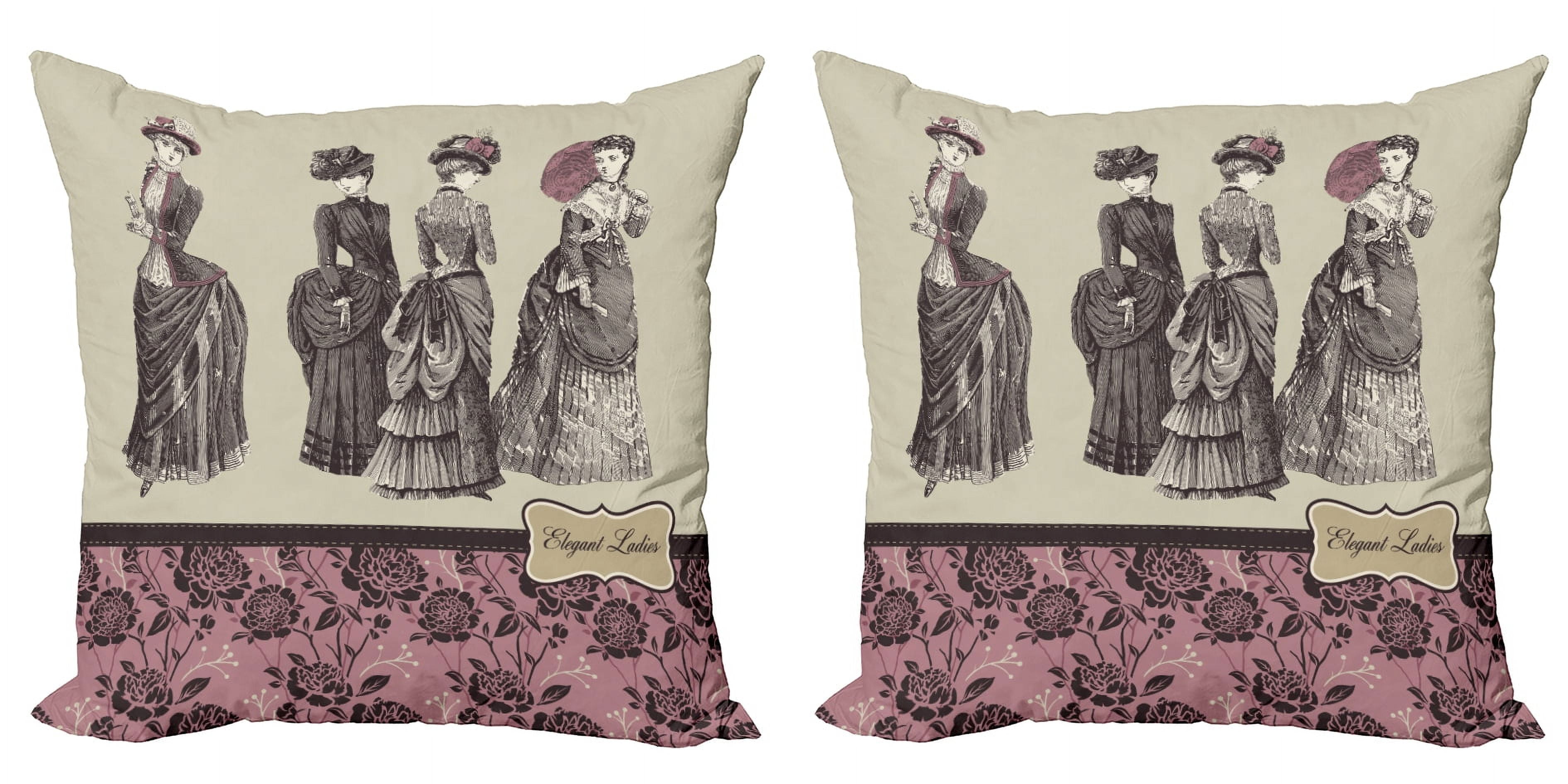 Ambesonne Victorian Throw Pillow Cover 2 Pack, Women Fashion Handbag ...