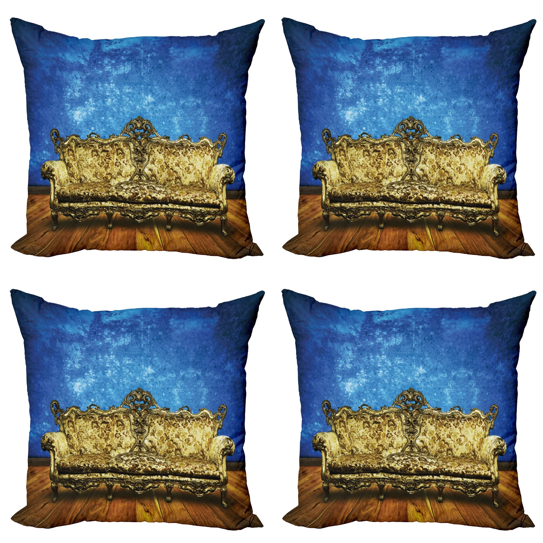 Ambesonne Victorian Throw Pillow Cover 4 Pack, Antique Sofa in Room, 18 ...