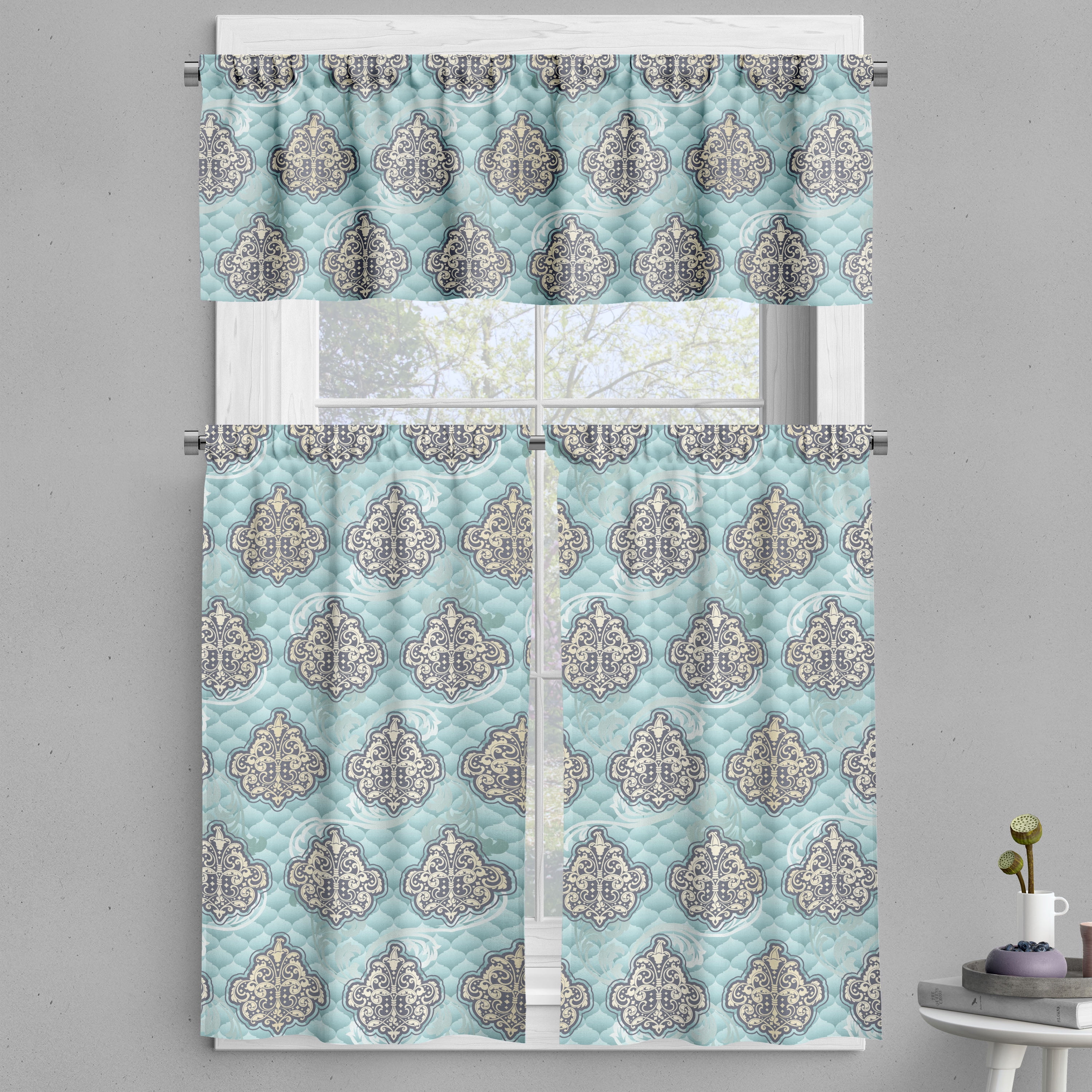 Ambesonne Victorian Valance & Curtain, Rococo Era Designs, 55"x45 ...
