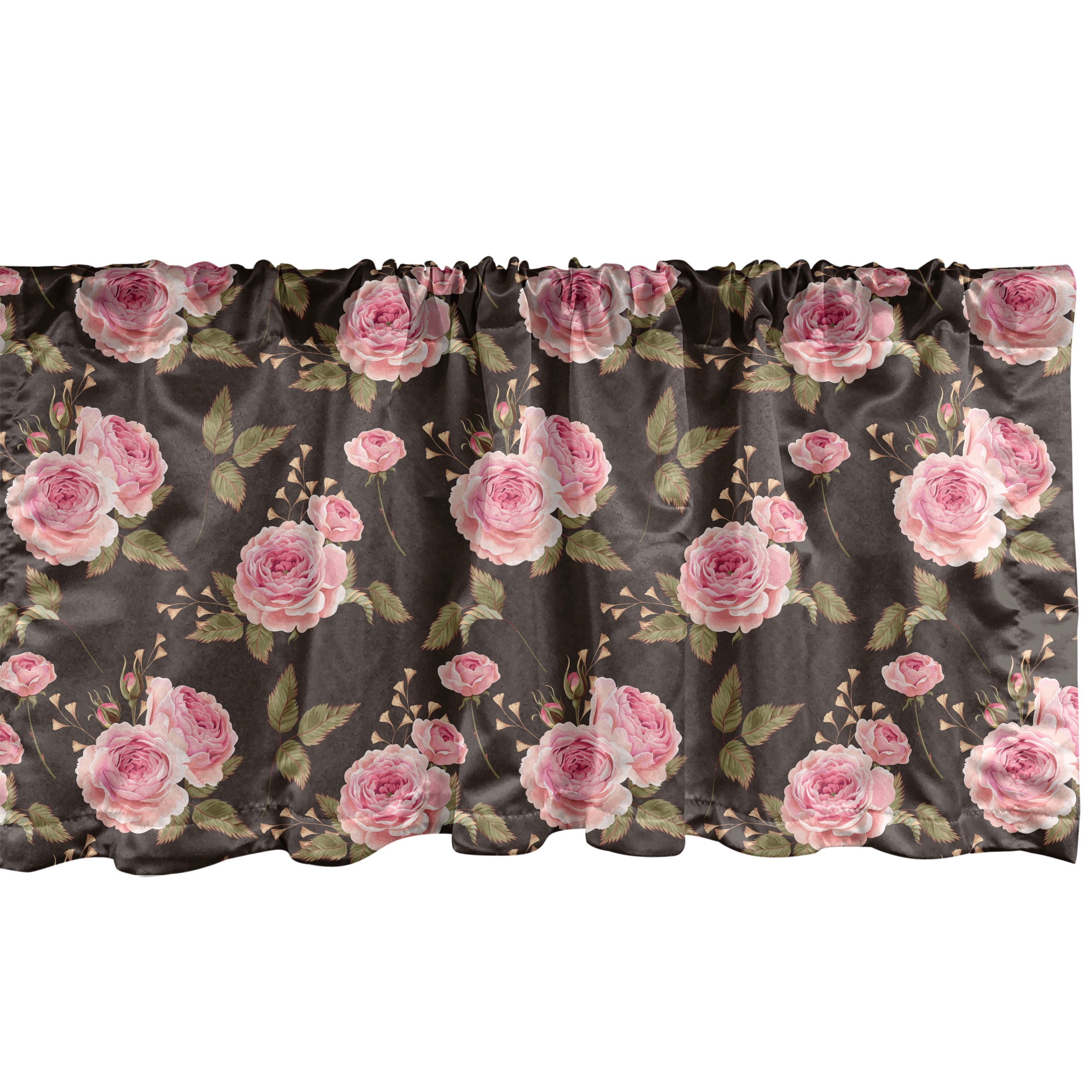 Ambesonne Victorian Window Valance, Gentle English Rosebuds, 54" X 18 ...