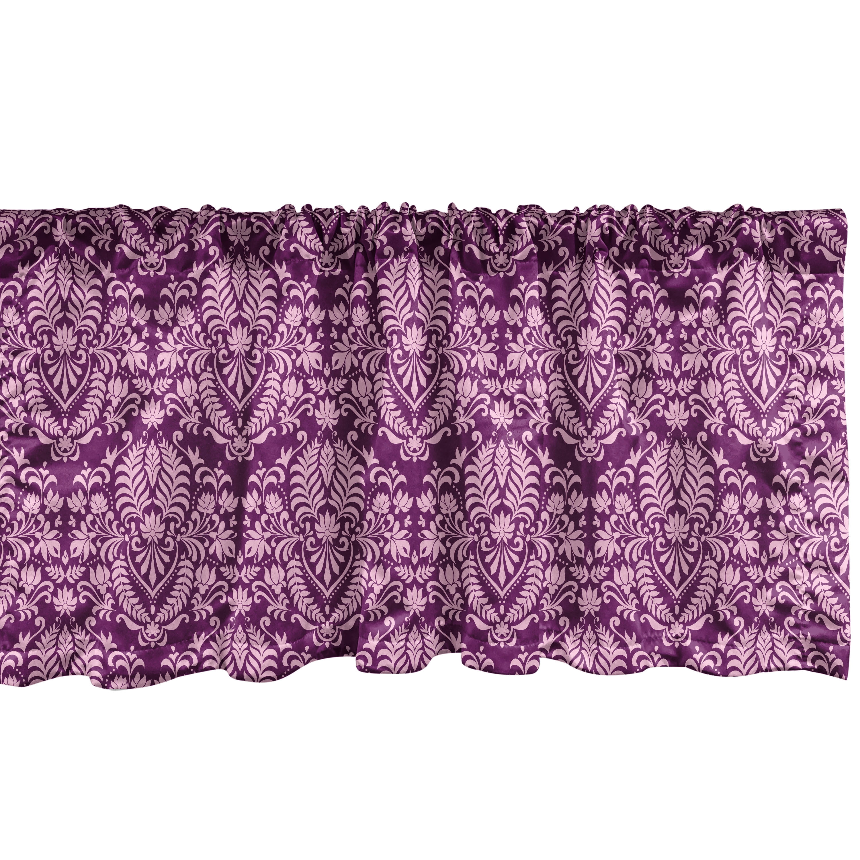 Ambesonne Victorian Window Valance, Scrolling Damask Rococo, 42" x 18 ...
