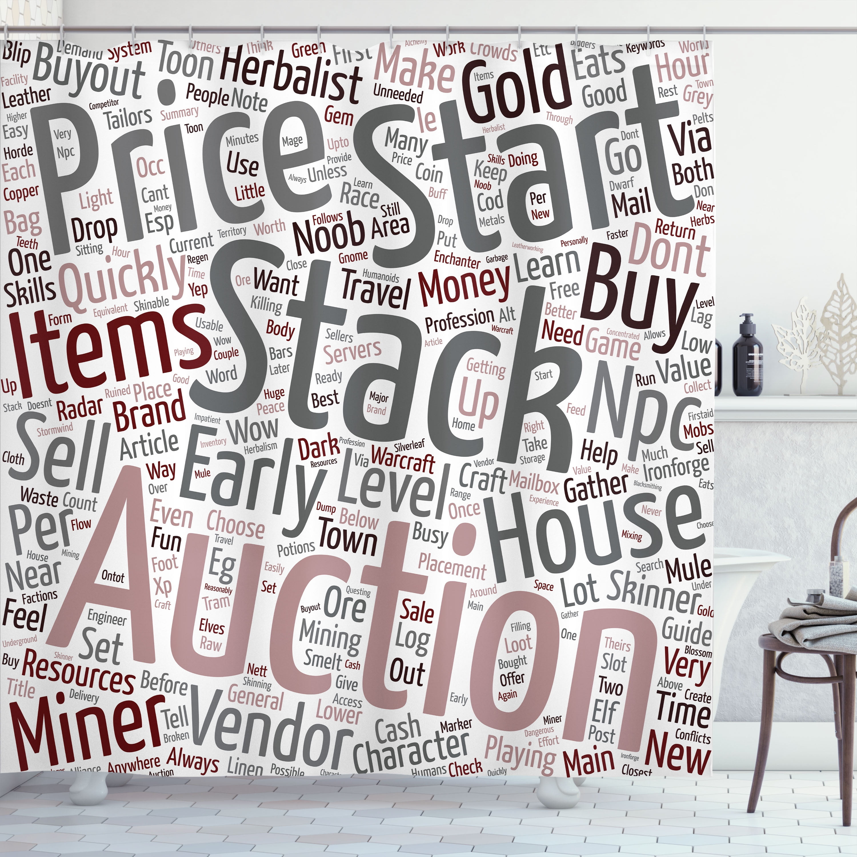 Ambesonne Video Game Shower Curtain, Noob Online Game, 69"Wx84"L, White ...