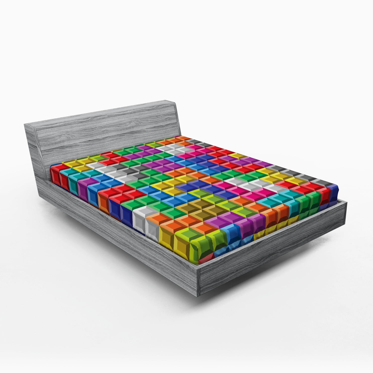 Ambesonne Video Games Fitted Sheet, Colorful Blocks Art, Queen Size ...