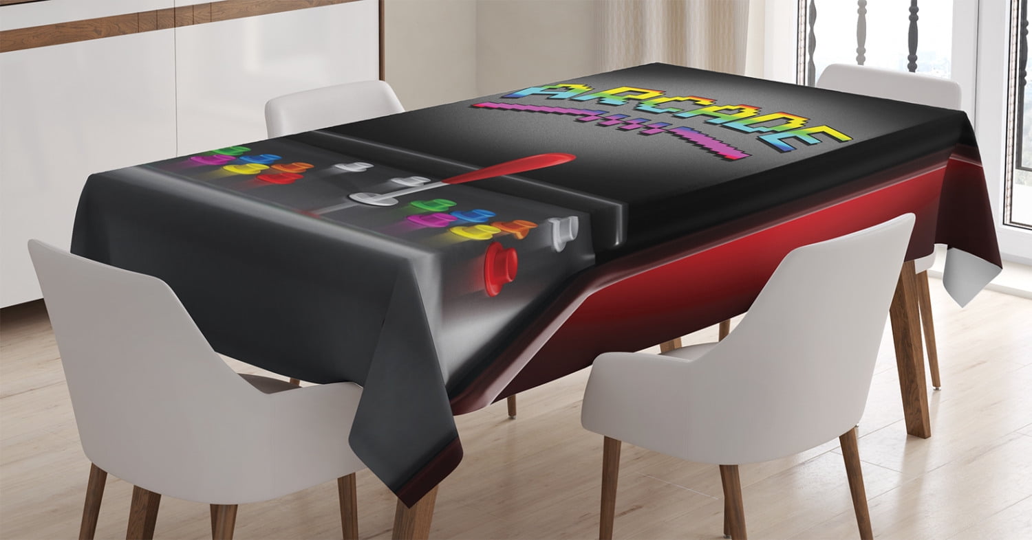 Ambesonne Video Games Tablecloth Rectangular Table Cover, Arcade Retro ...