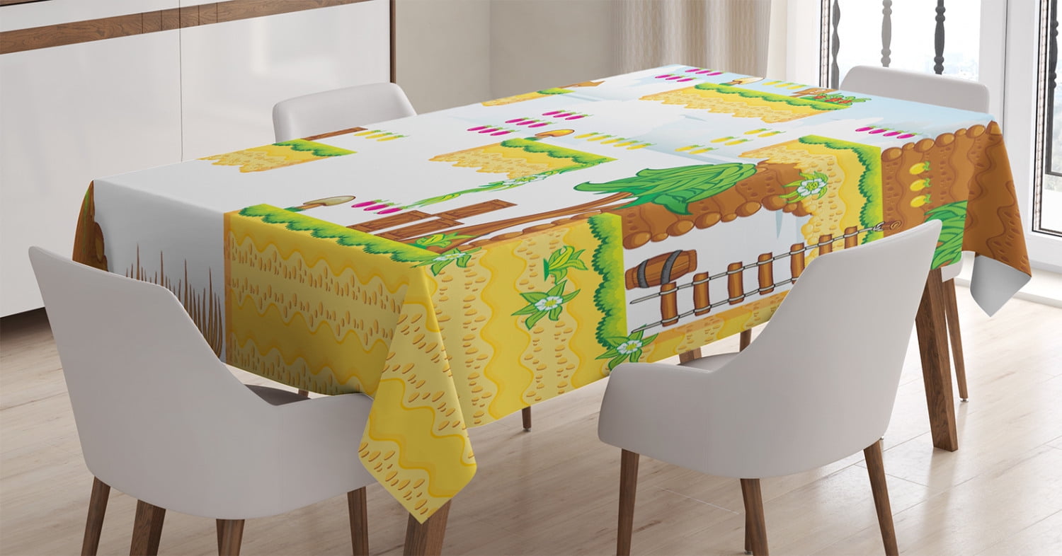 Ambesonne Video Games Tablecloth Rectangular Table Cover, Cartoon Retro ...