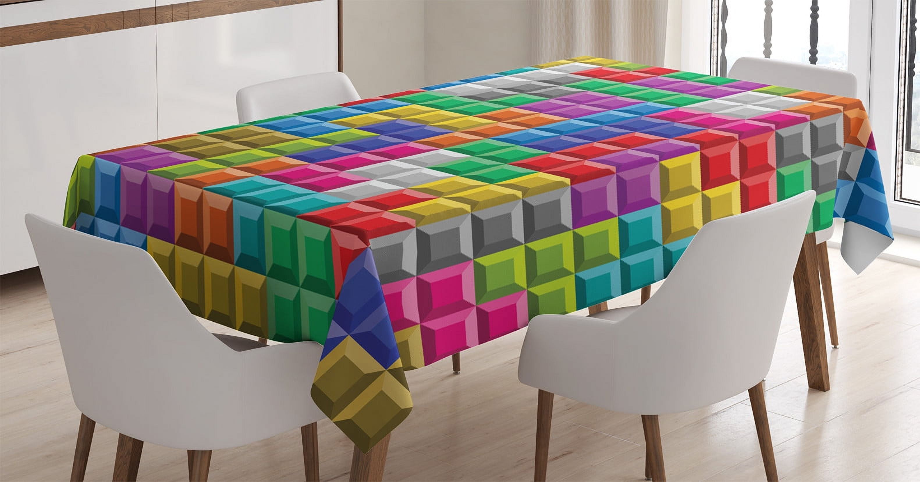 Ambesonne Video Games Tablecloth Rectangular Table Cover, Colorful ...