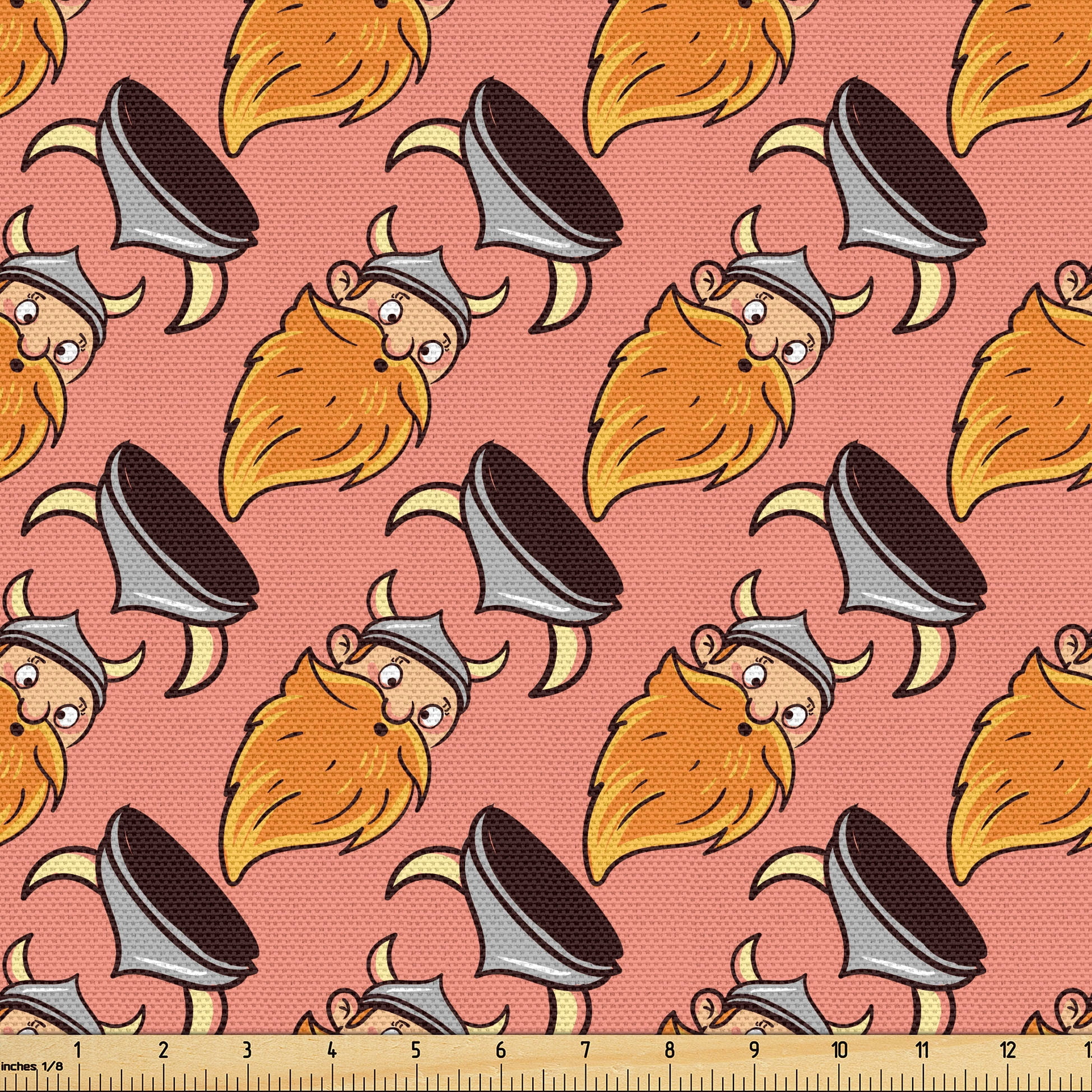 Ambesonne Viking Fabric by the Yard Upholstery, Repeating Nordic Men's ...