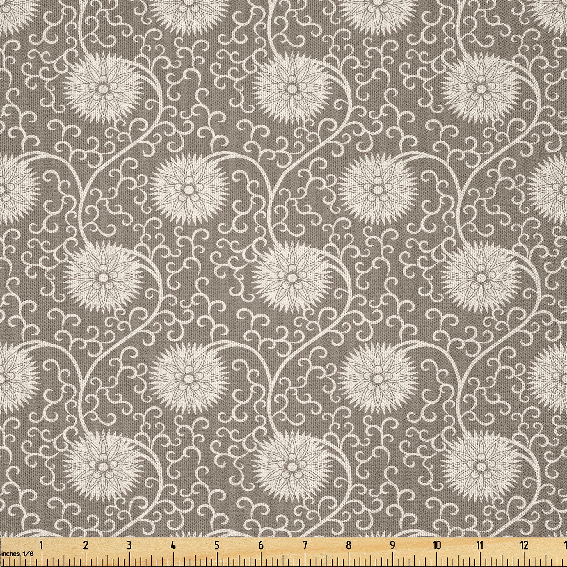 Ambesonne Vine Fabric by the Yard Microfiber, Retro Style Floral ...