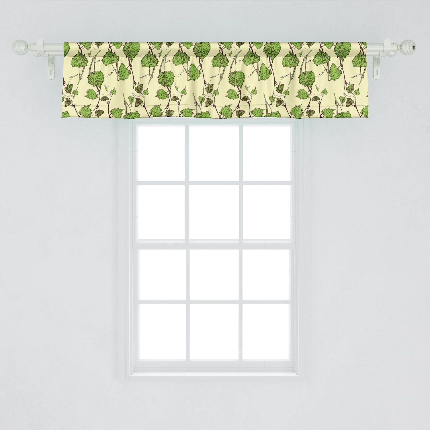 Ambesonne Vine Window Valance, Grapevine Leaves Pattern, 54" X 12 ...