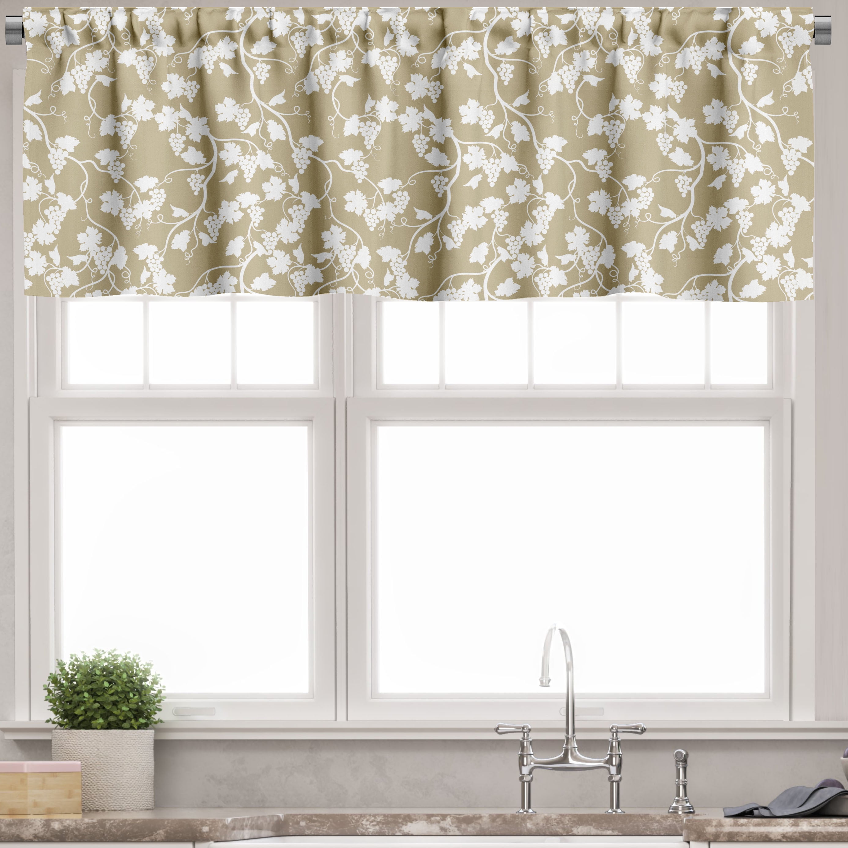 Ambesonne Vine Window Valance, Vineyard Garden Grapes, 54" X 18", Tan ...