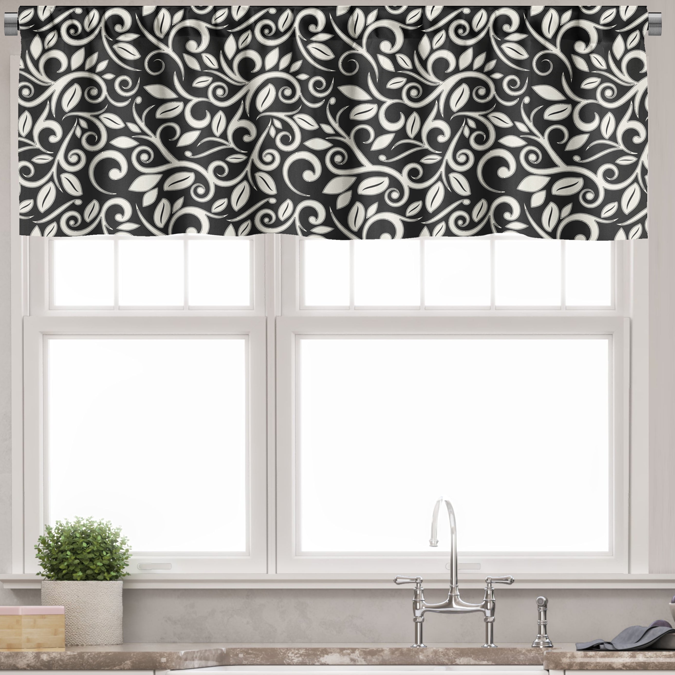 Ambesonne Vines Valance Pack of 2, Monotone Grape Leaves Art, 54"X12 ...
