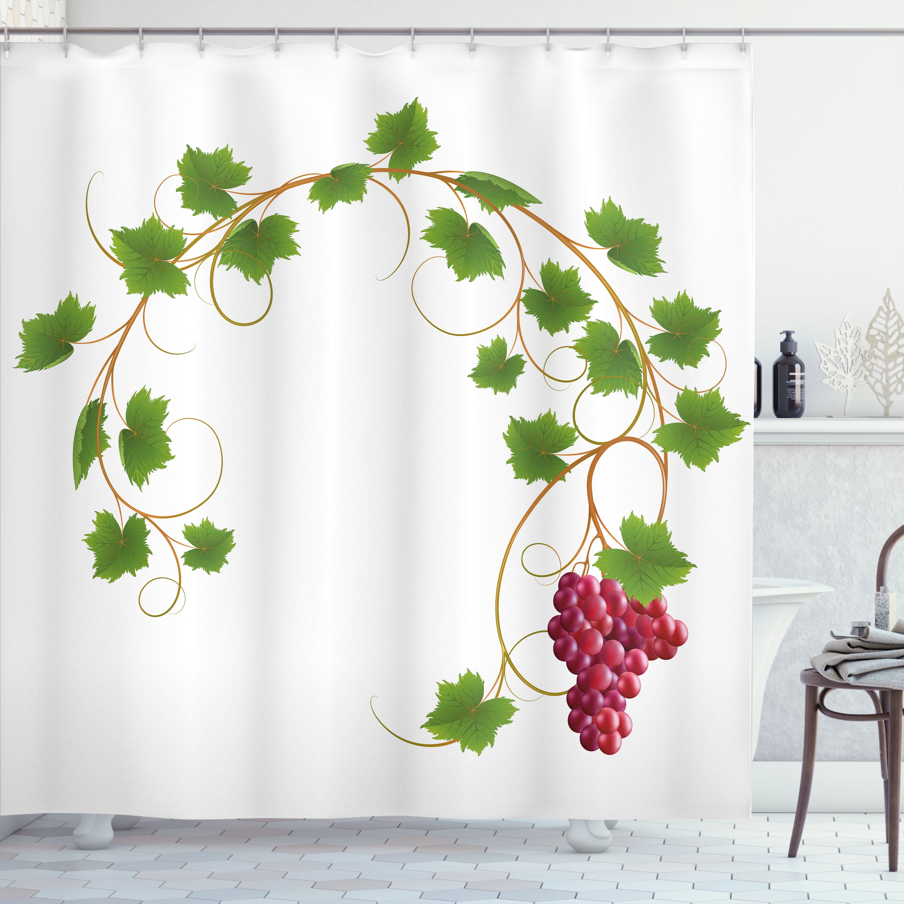 Ambesonne Vineyard Shower Curtain, Cluster Ivy Fresh, 69"Wx70"L, Green ...