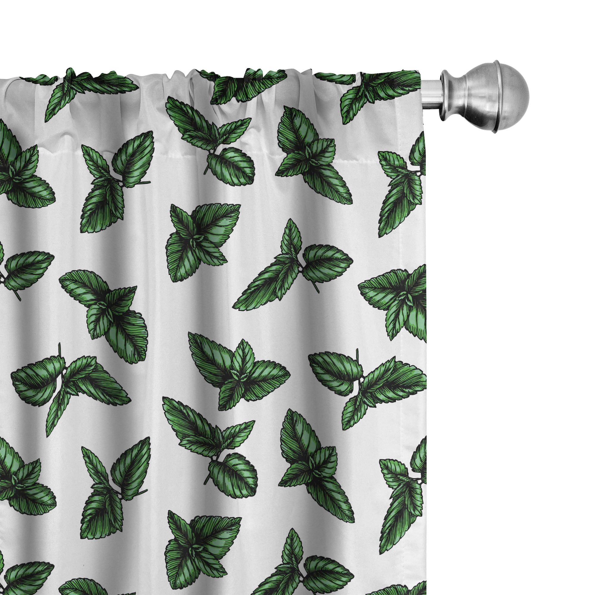 Ambesonne Vintage Window Curtains, Mint Leaves Botanical Art, Each 28 ...