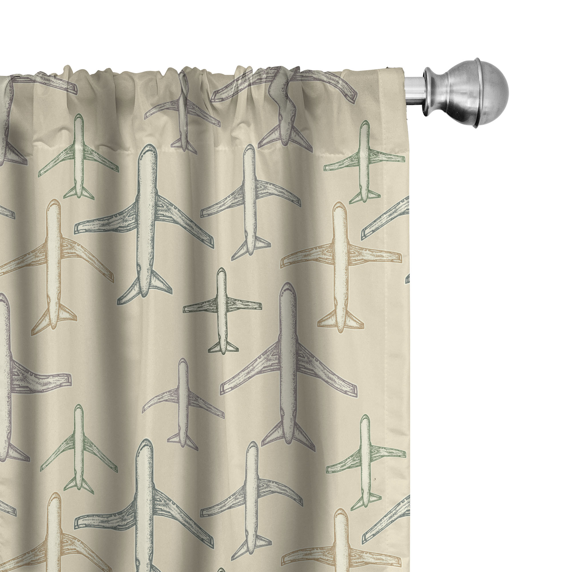 Ambesonne Vintage Airplane Curtains, Jet Airliners, Pair of 28"x63 ...