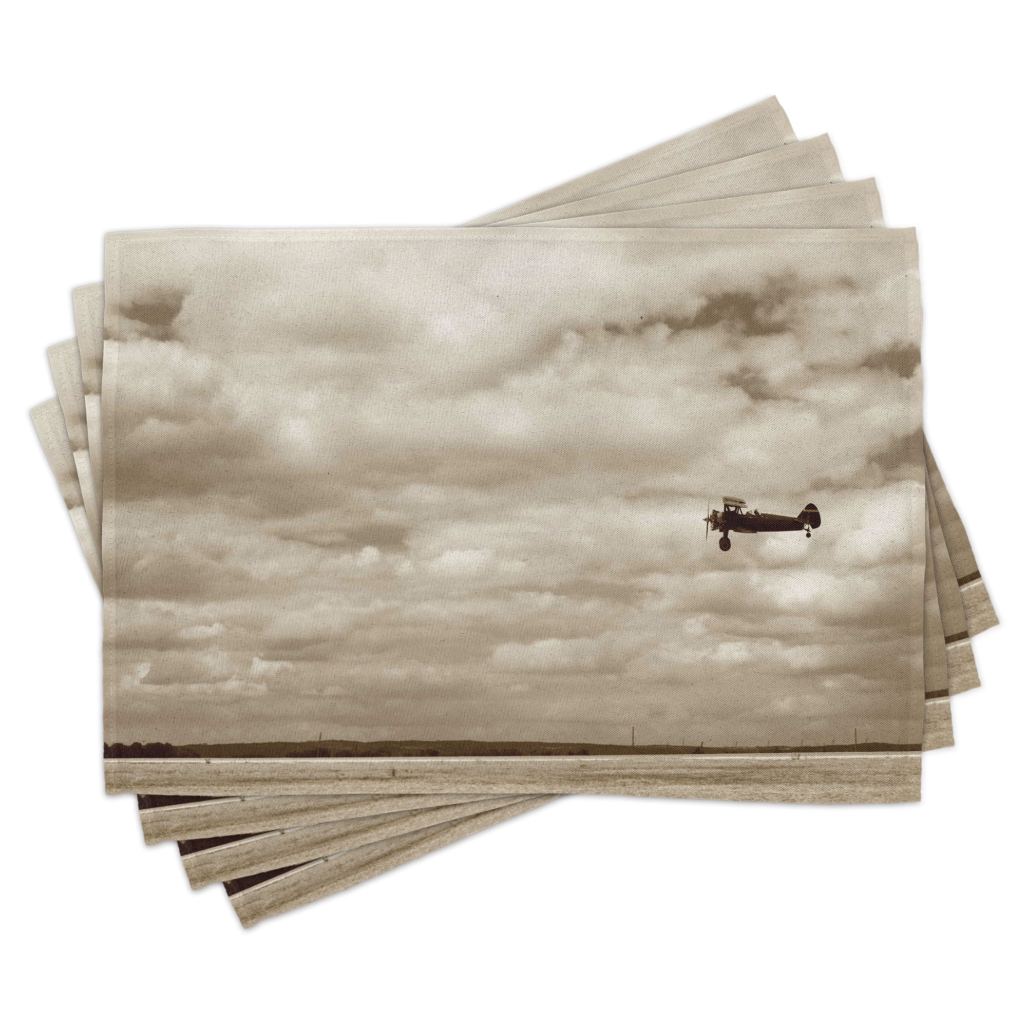 Ambesonne Vintage Airplane Place Mats Set of 4, Fighter Plane, Standard ...