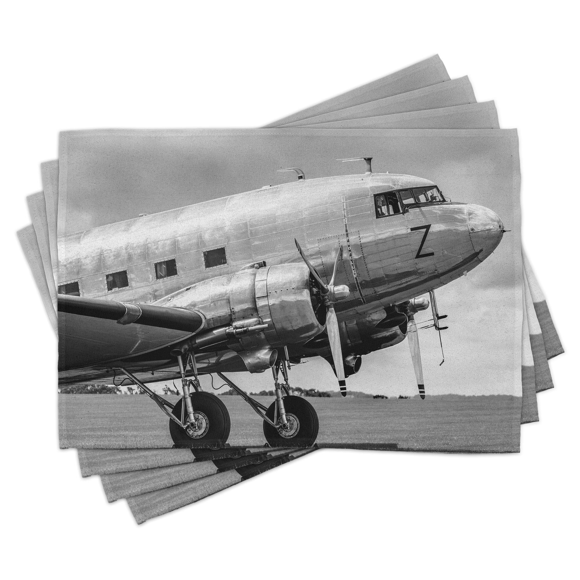 Ambesonne Vintage Airplane Place Mats Set of 4, Old Airliner, Standard ...