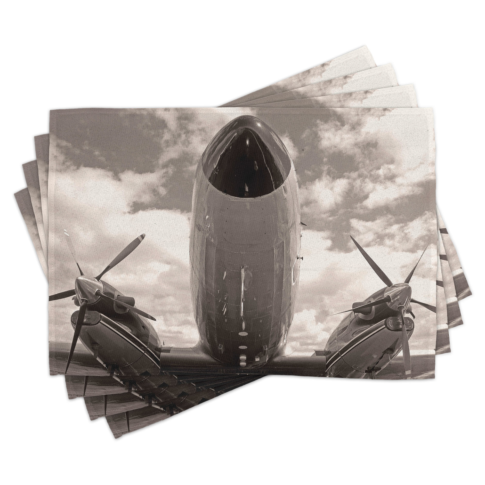 Ambesonne Vintage Airplane Place Mats Set of 4, Turboprop Nose ...