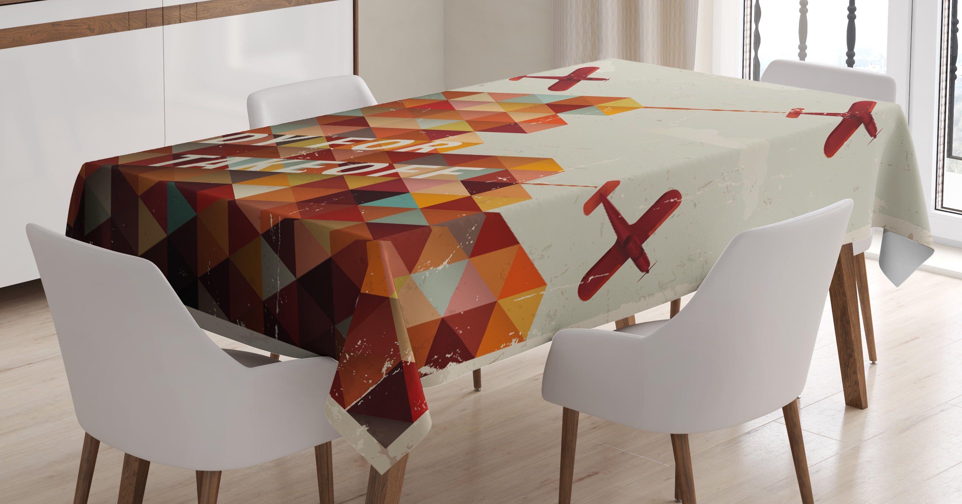 Ambesonne Vintage Airplane Tablecloth Rectangular Table Cover ...