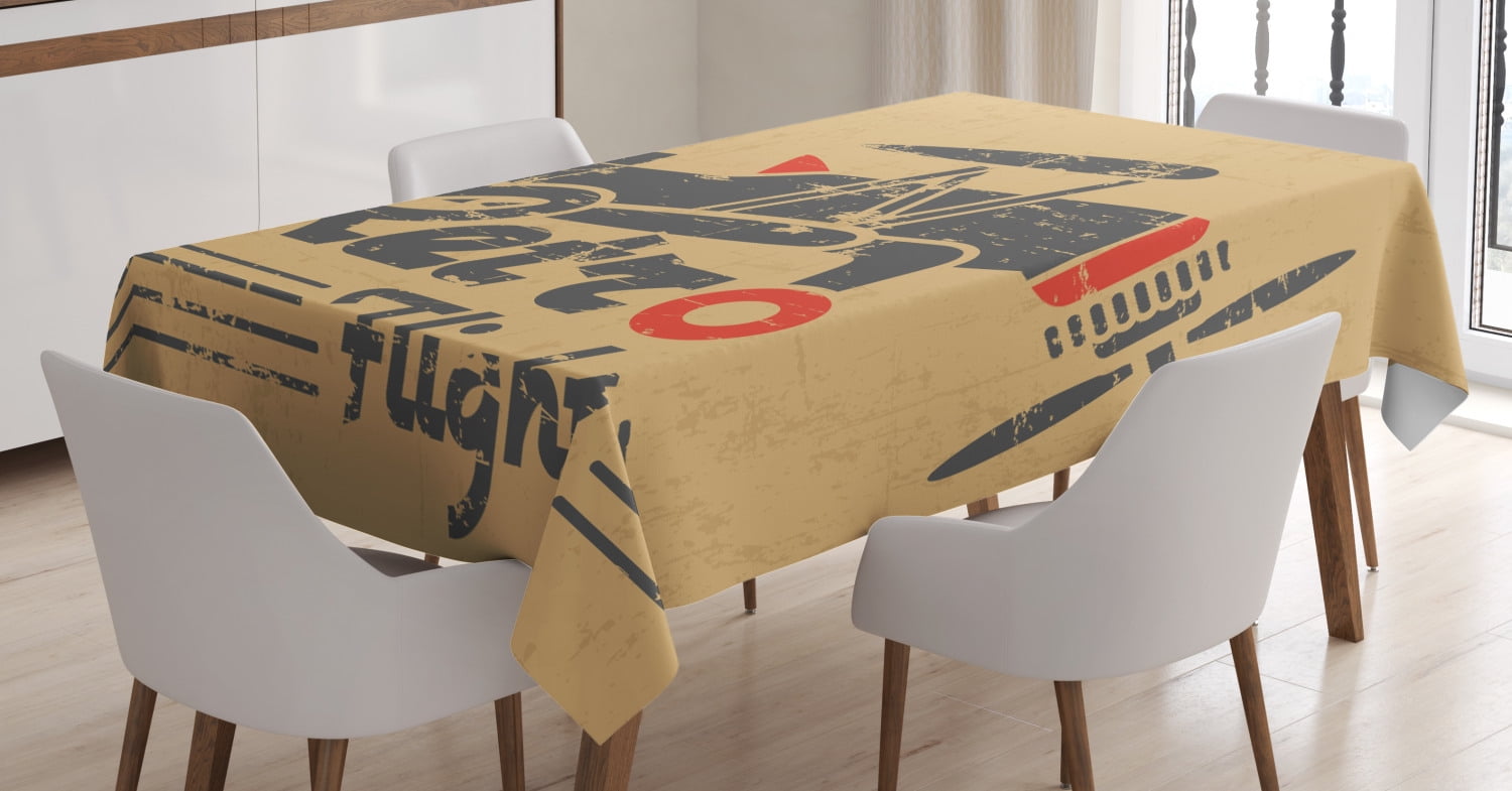 Ambesonne Vintage Airplane Tablecloth Rectangular Table Cover, Retro ...