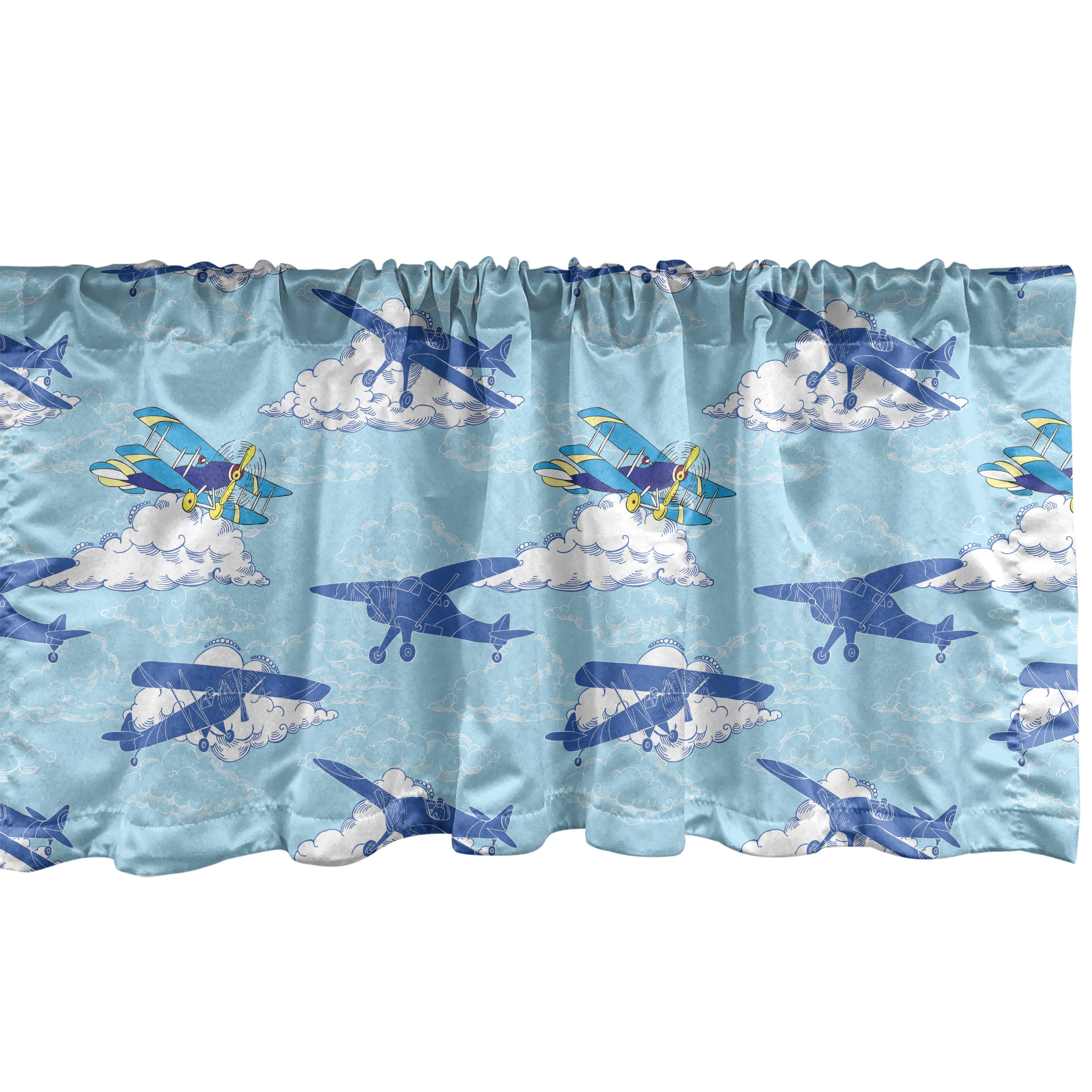 Ambesonne Vintage Airplane Window Valance, Aircraft Silhouettes Flying ...